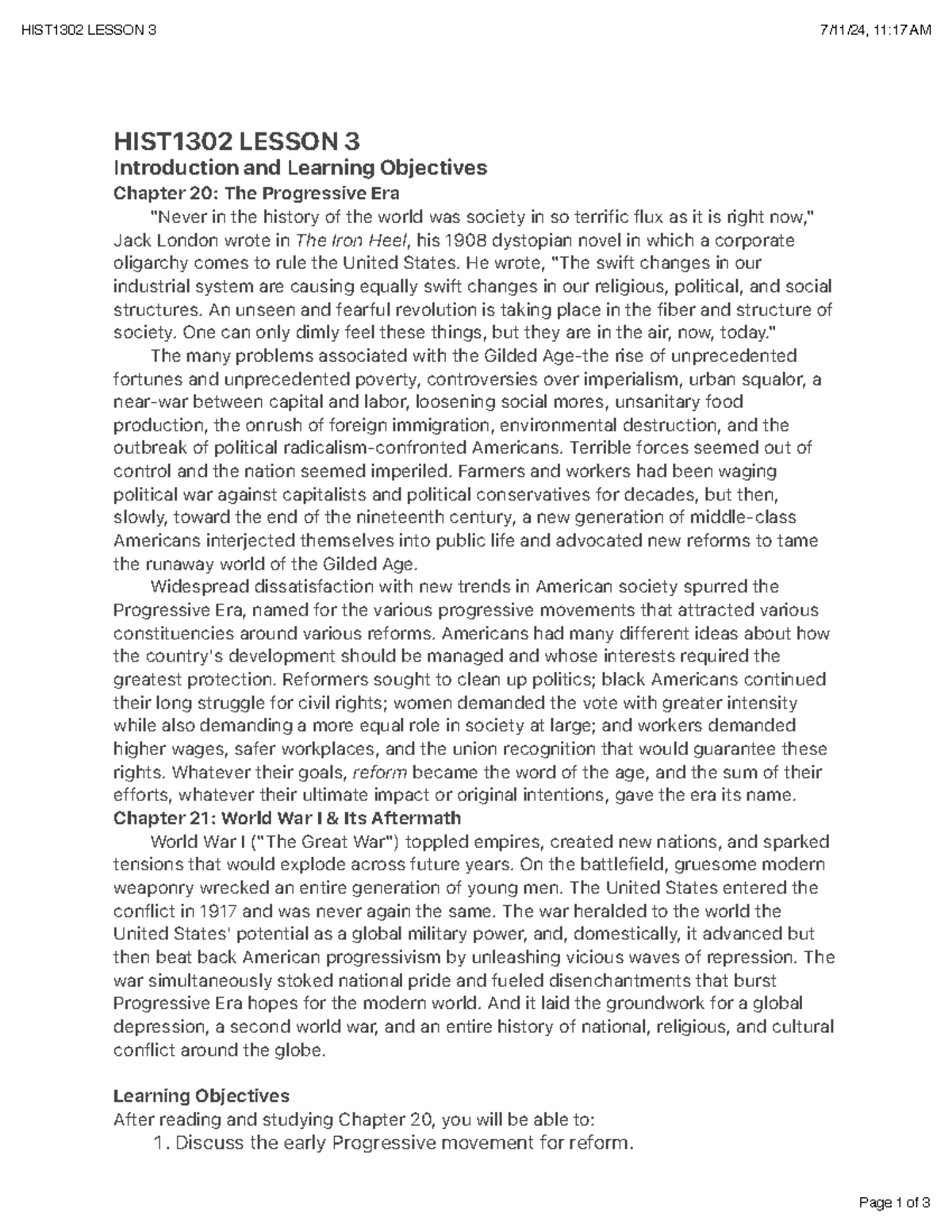 HIST1302 Lesson 3 Learning Objectives American Yawp Chp 20 &21 - Page 1 ...