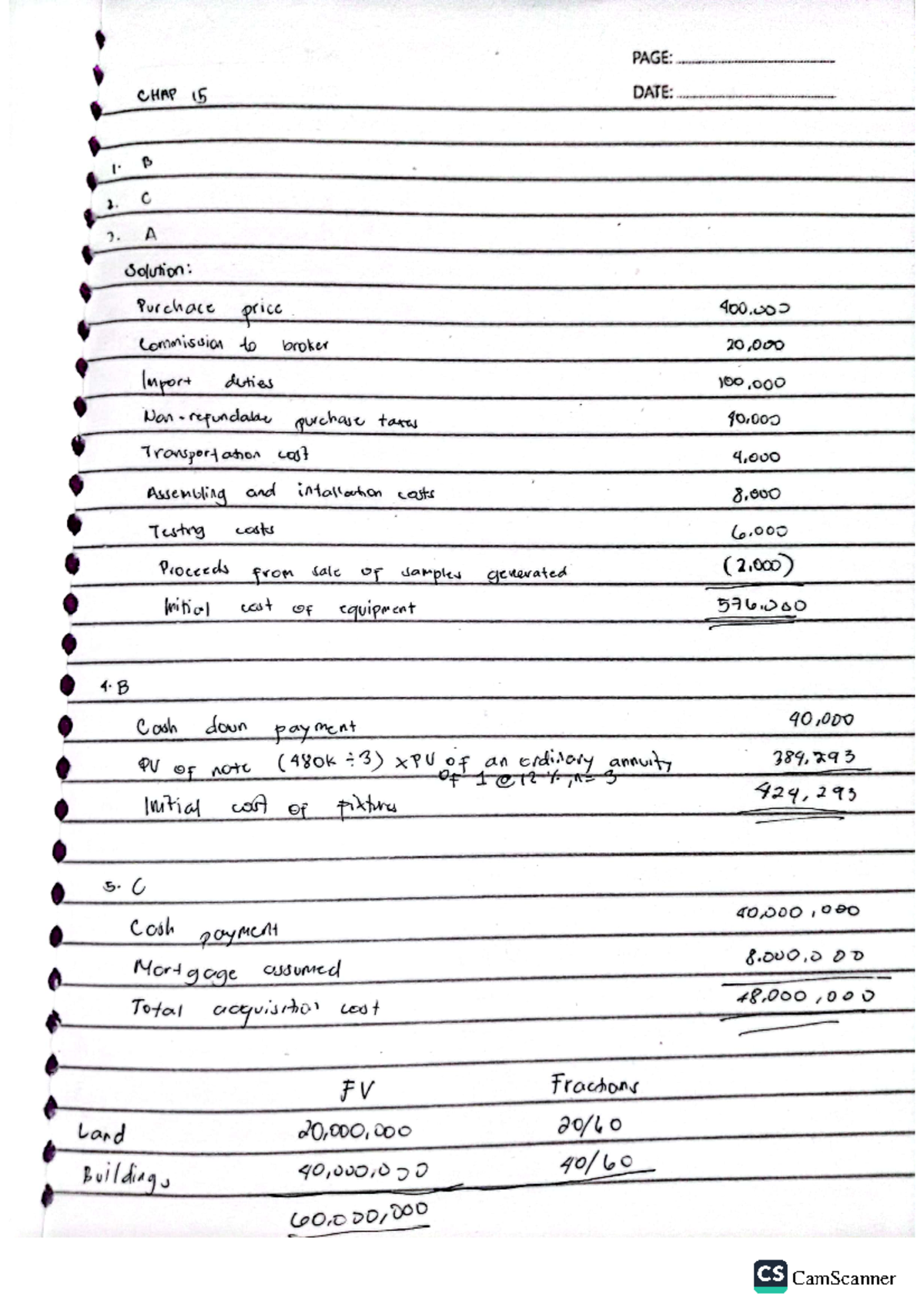 Chapter 15 and 16 Intermediate Accounting - PAGE: CHAP 15 DATE: 1. B 2. c 7. A Solution ...