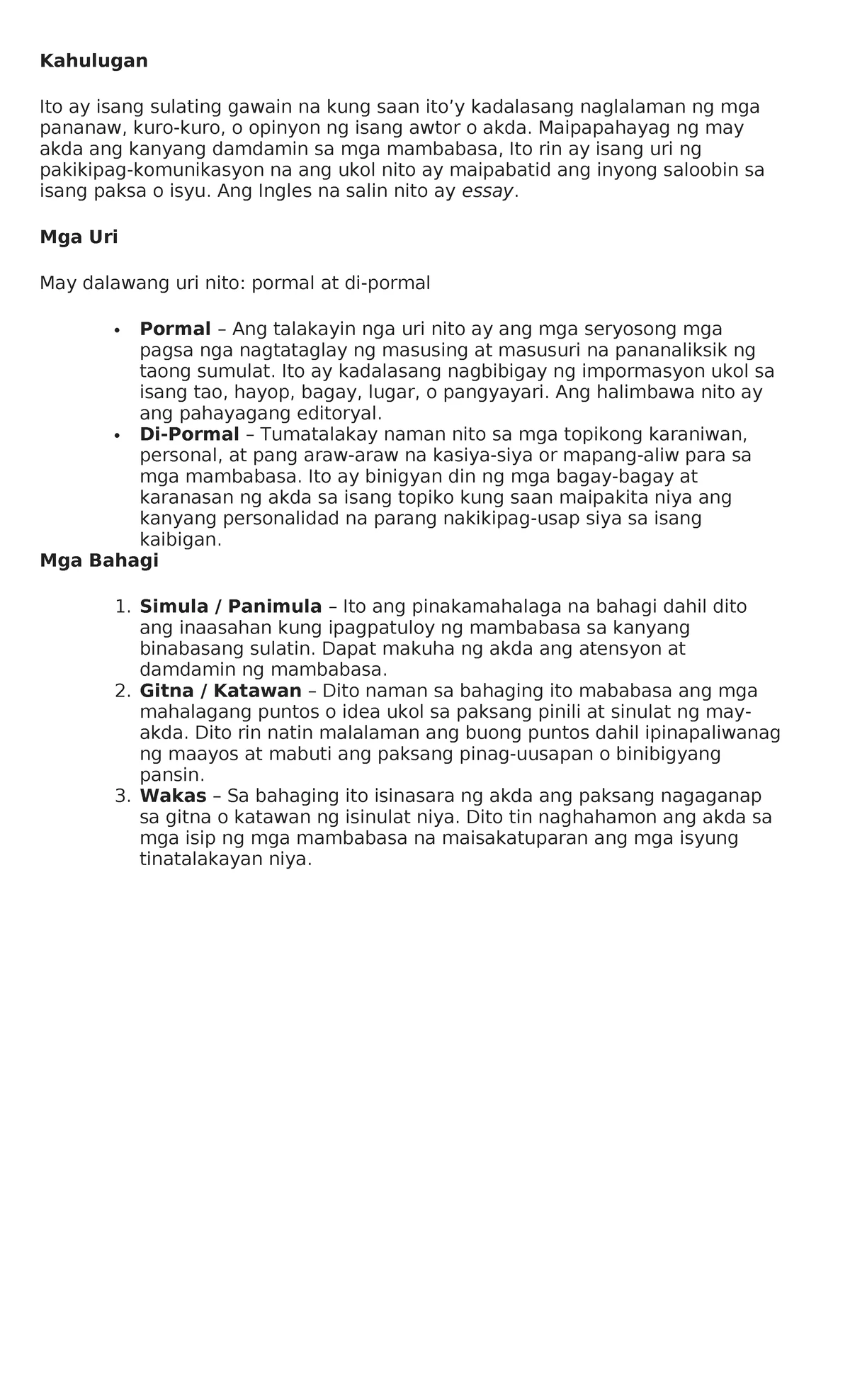 Pangatnig at Transitional Devices sa Filipino - Lesson Notes - Studocu