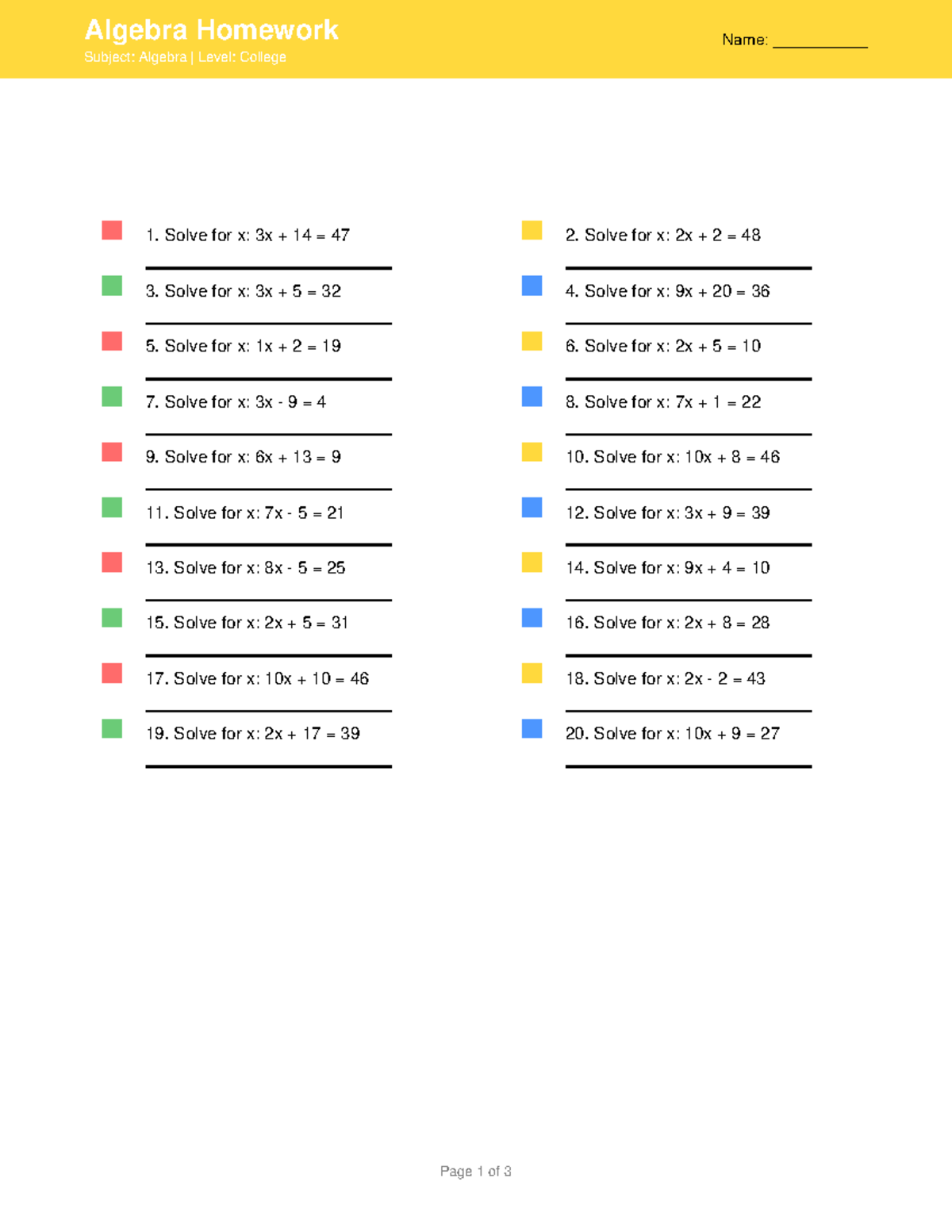 Algebra Homework 1 (Course Code: 12333) - Problem Set & Solutions - Studocu