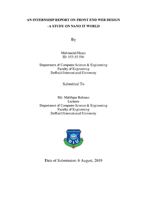 8Th sem internship report final BSc CSIT - Chapter 1 – Introduction 1 – Introduction to the ...