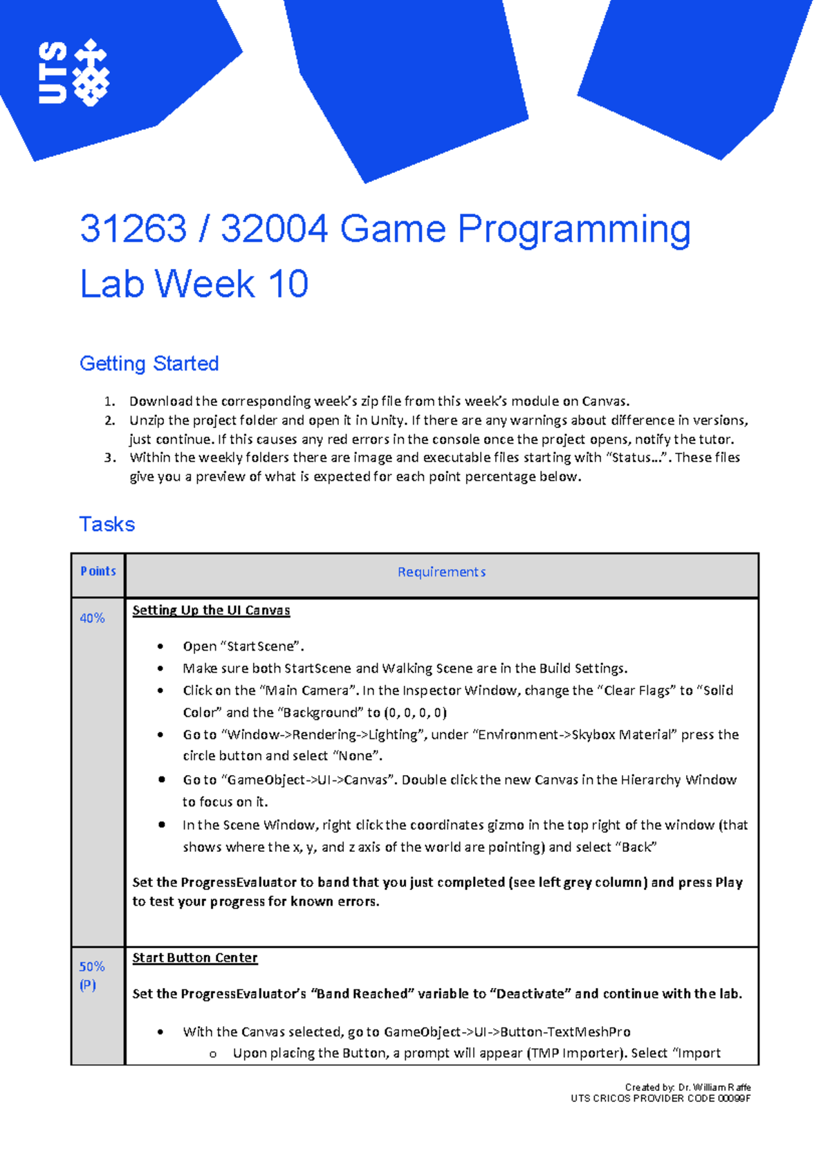 31263 32004 Game Programming Lab Week 10 - UI Setup Instructions - Studocu