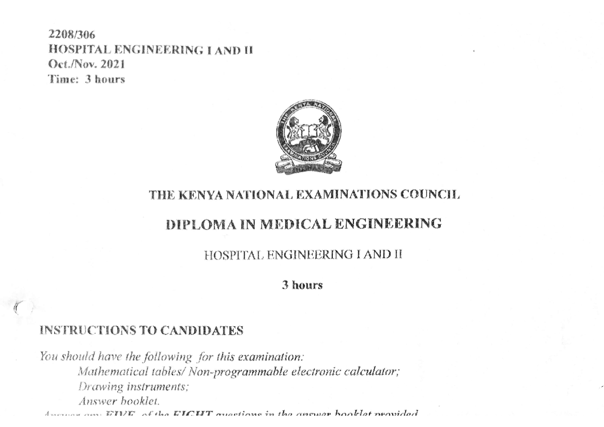 Knec past papers 2021 - Knec past paper for biomedical engineering ...