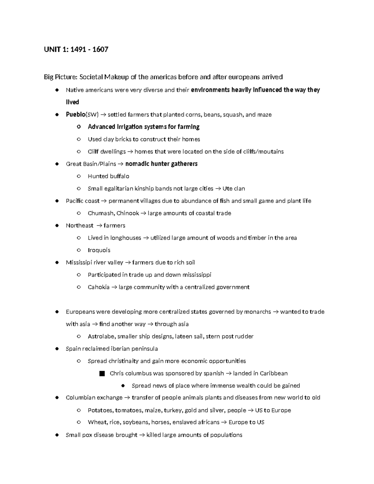 APUSH Midterm Review: Comprehensive Guide from 1491 to 1877 - Studocu