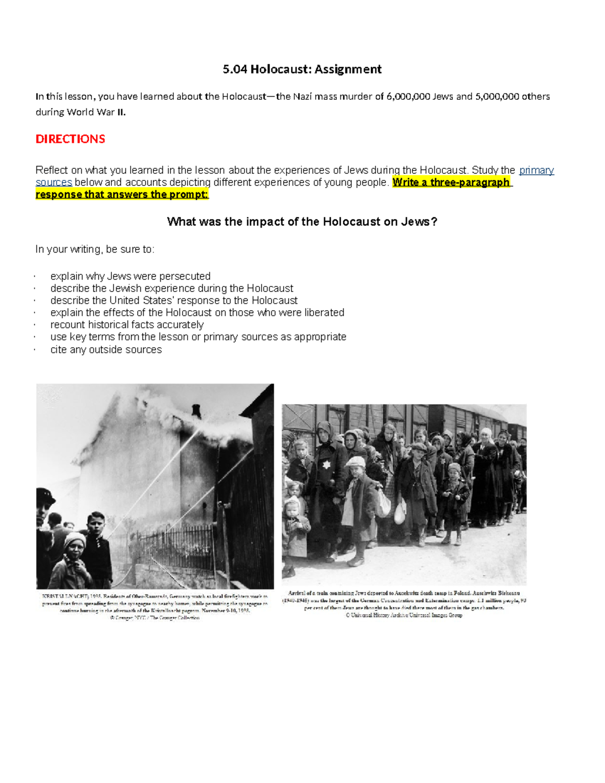 504 Holocaust Assignment - 5 Holocaust: Assignment In this lesson, you ...
