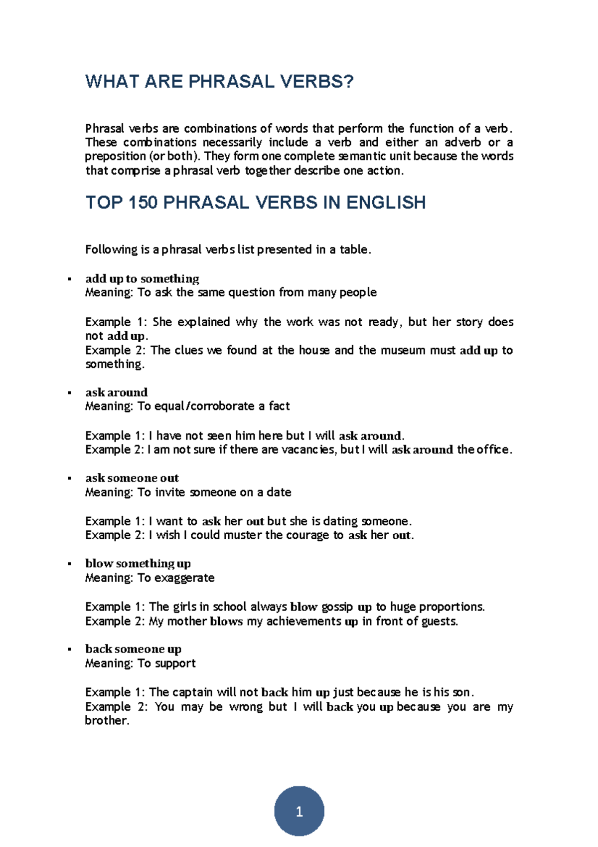 Top 150 Phrasal Verbs in English: A Comprehensive Guide - Studocu