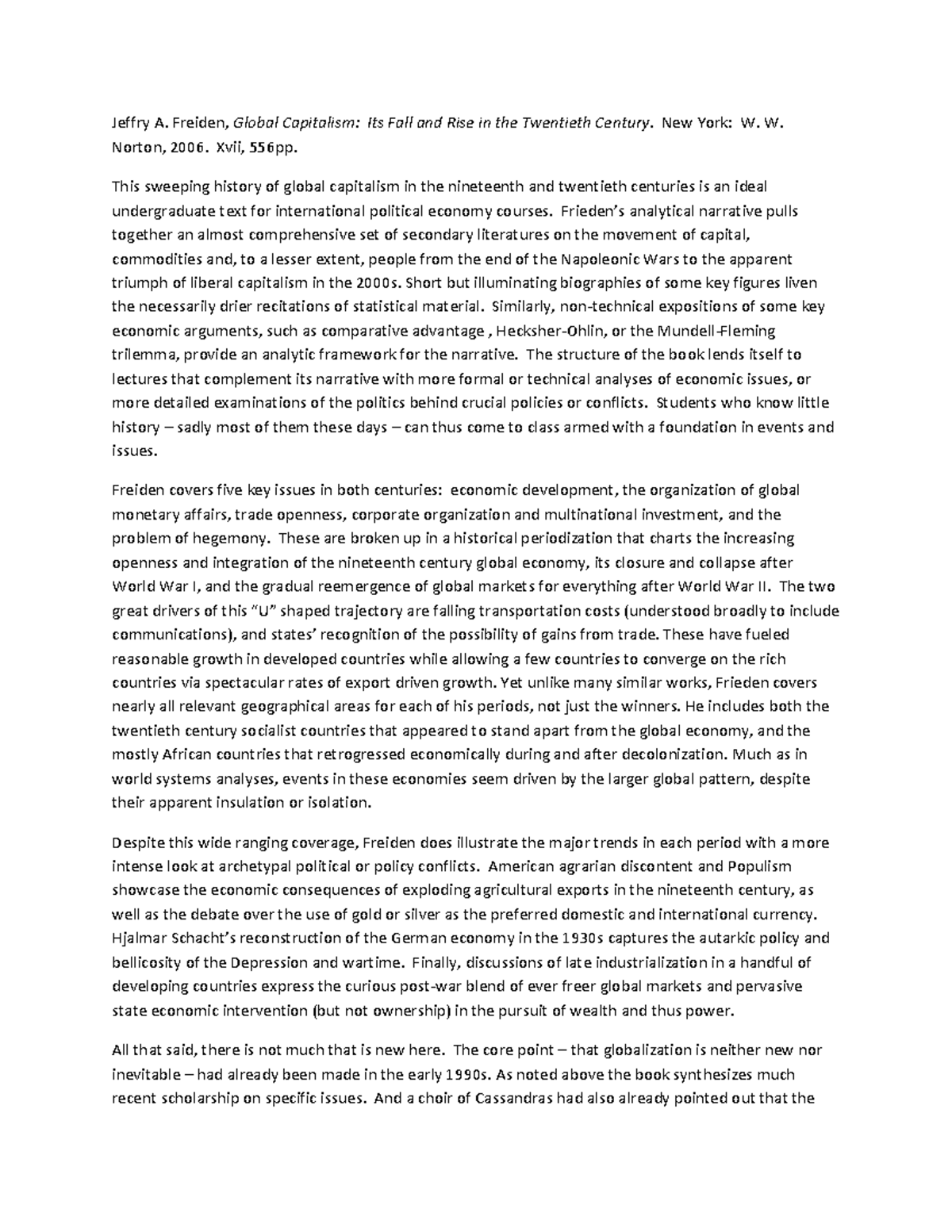 Global Capitalism: Analyzing Its Rise and Fall (IPE Course) - Studocu