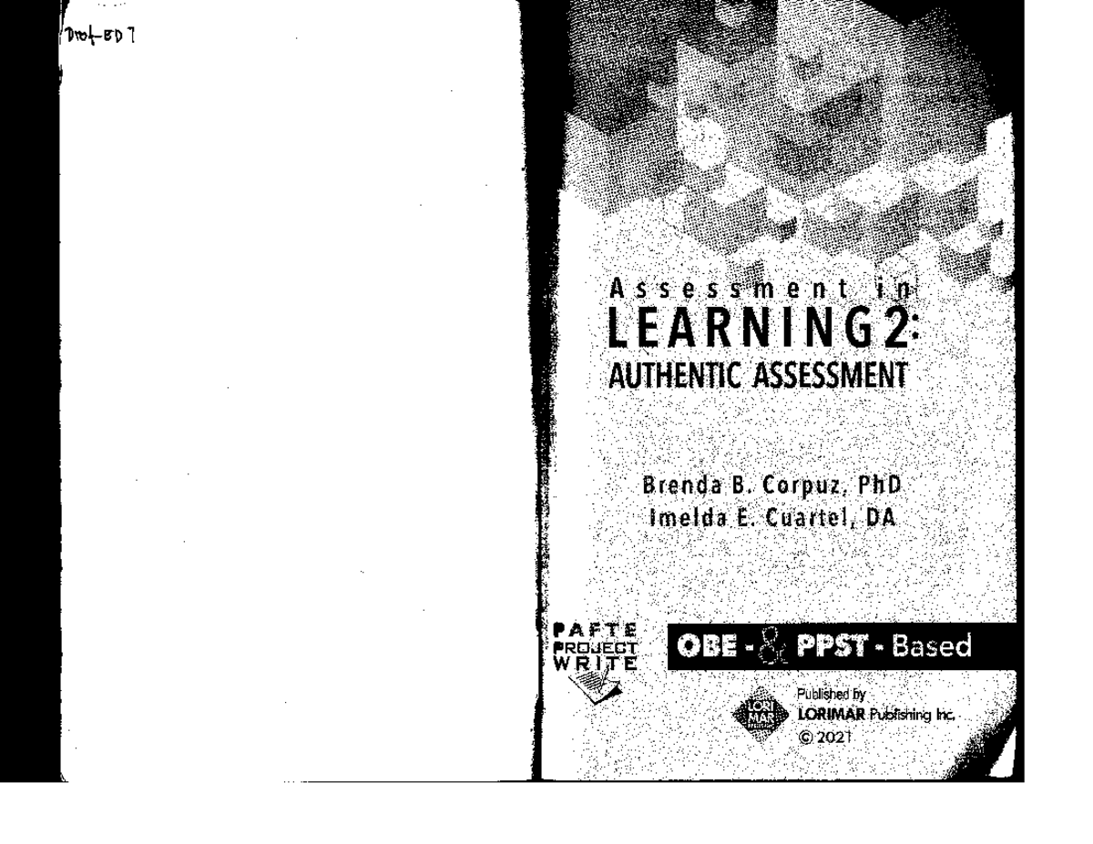 Assessment in Learning 2: Authentic Assessment Overview and Key Concepts - Studocu