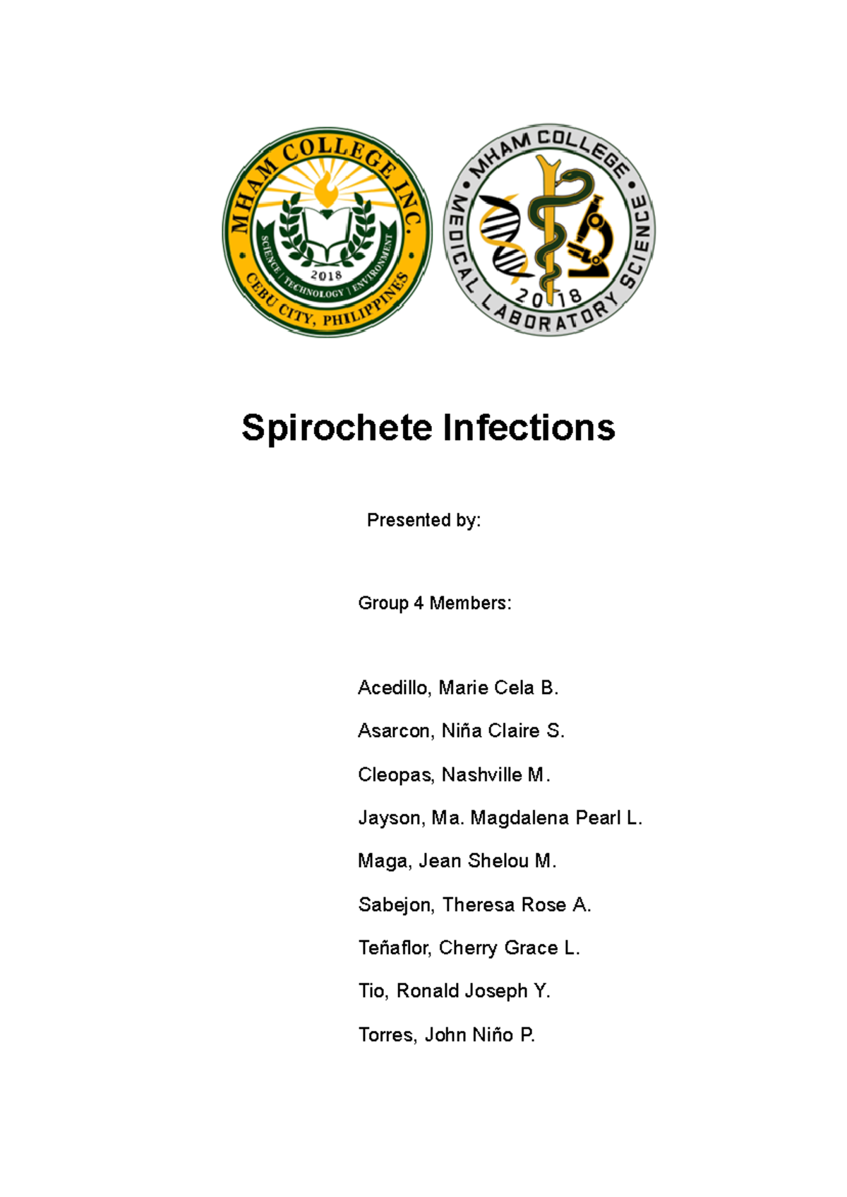 Group 4: Spirochete Infections Overview and Key Characteristics - Studocu