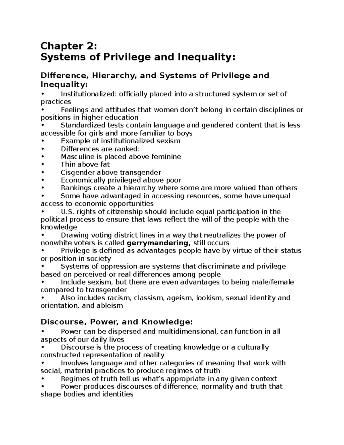 Chapter 2: Exploring Privilege, Inequality, and Power Dynamics - Studocu