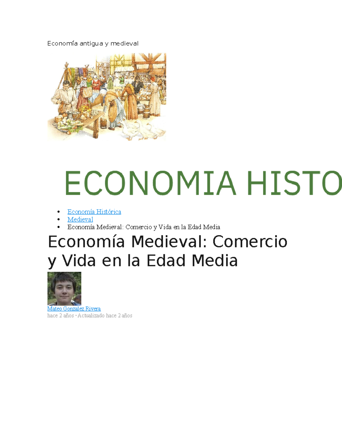 Economía Medieval: Comercio y Vida en la Edad Media (ECON 101) - Studocu