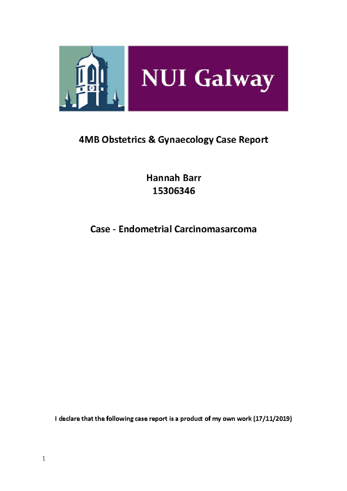Sample OBGYN Case Report - 4MB Obstetrics & Gynaecology Case Report ...