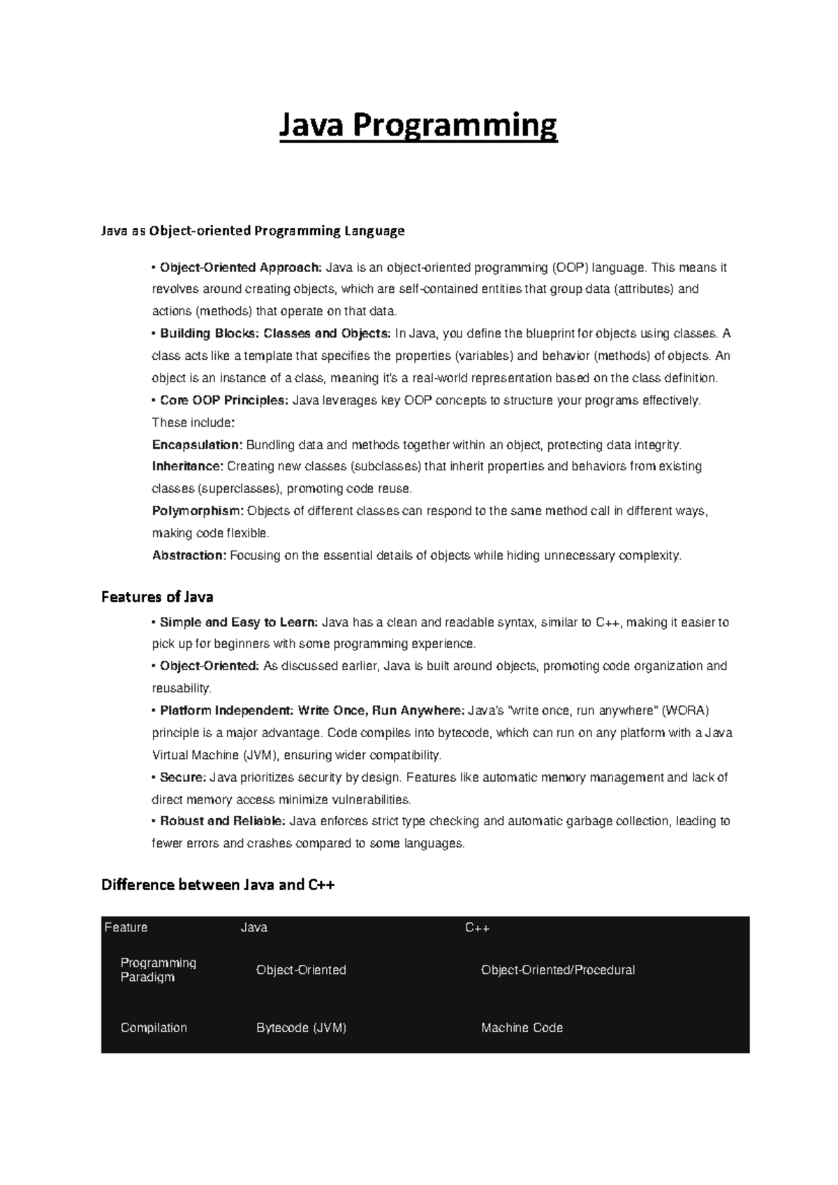 Java Programming New - Java Programming Java as Object-oriented ...