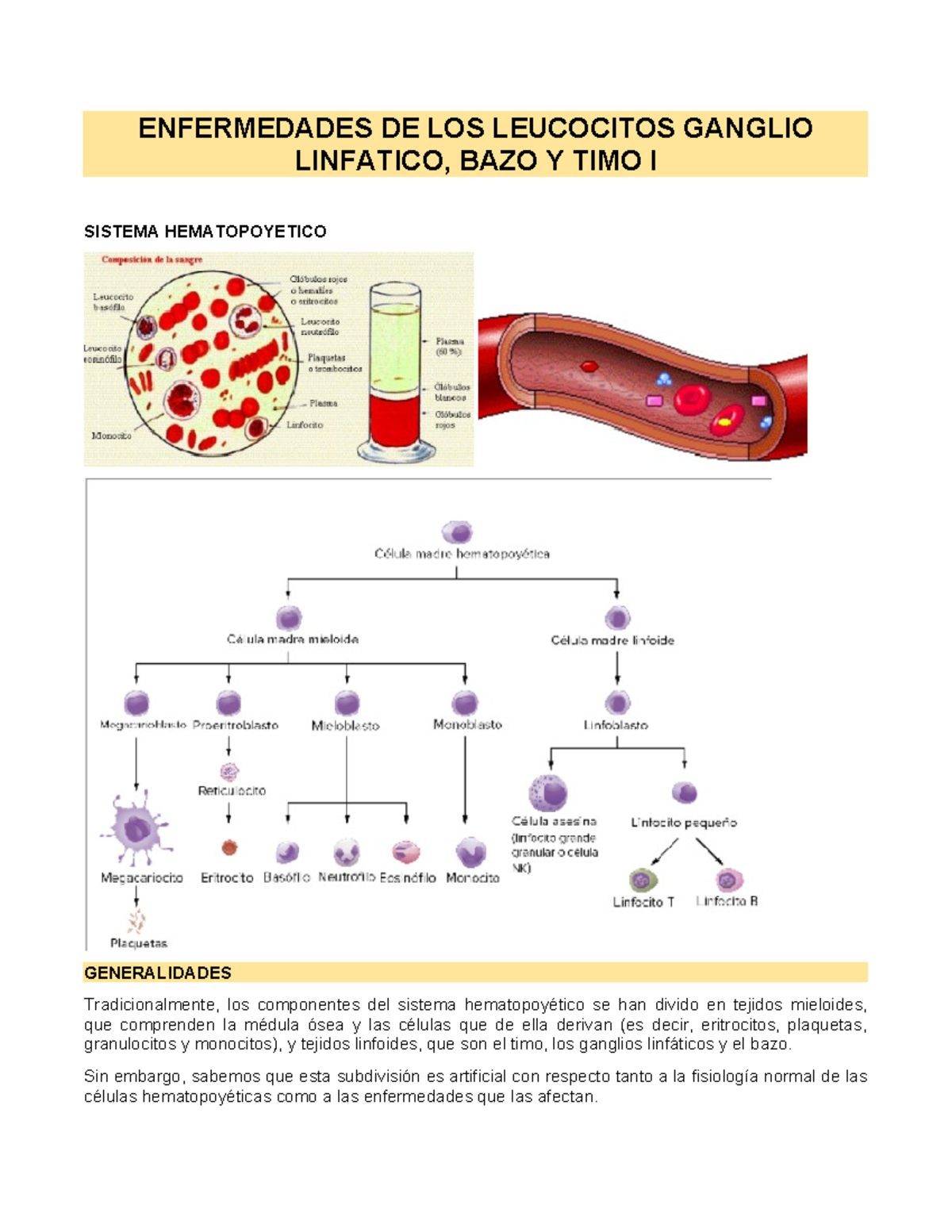 Enfermedades de los Leucocitos, Ganglios Linfáticos, Bazo y Timo I - Studocu