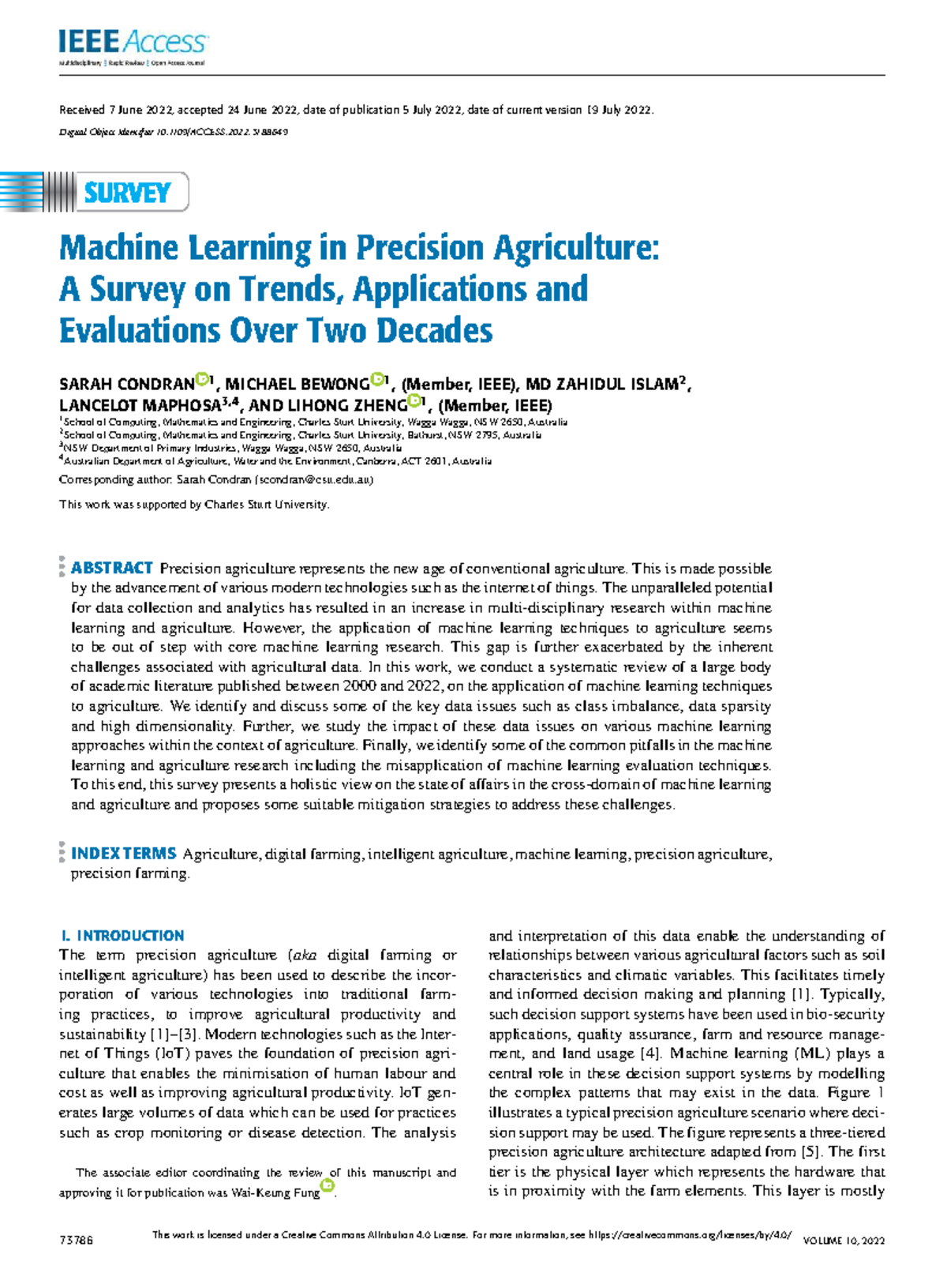 Machine Learning in Precision Agriculture: Trends and Challenges (2022 ...