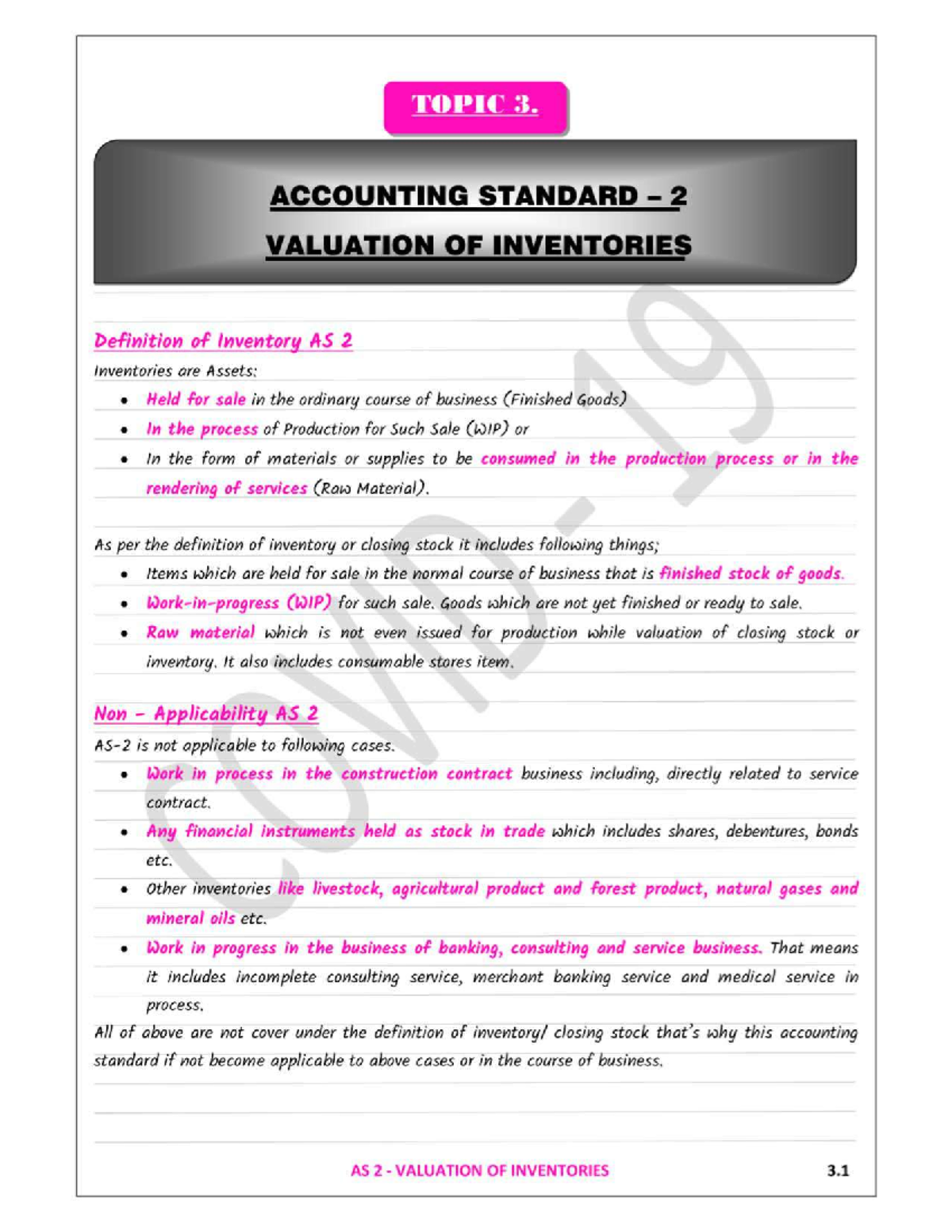 Topic 3 - AS 2 - Good pdf - TOPIC 3. ACCOUNTING STANDARD 2 VALUATION OF ...