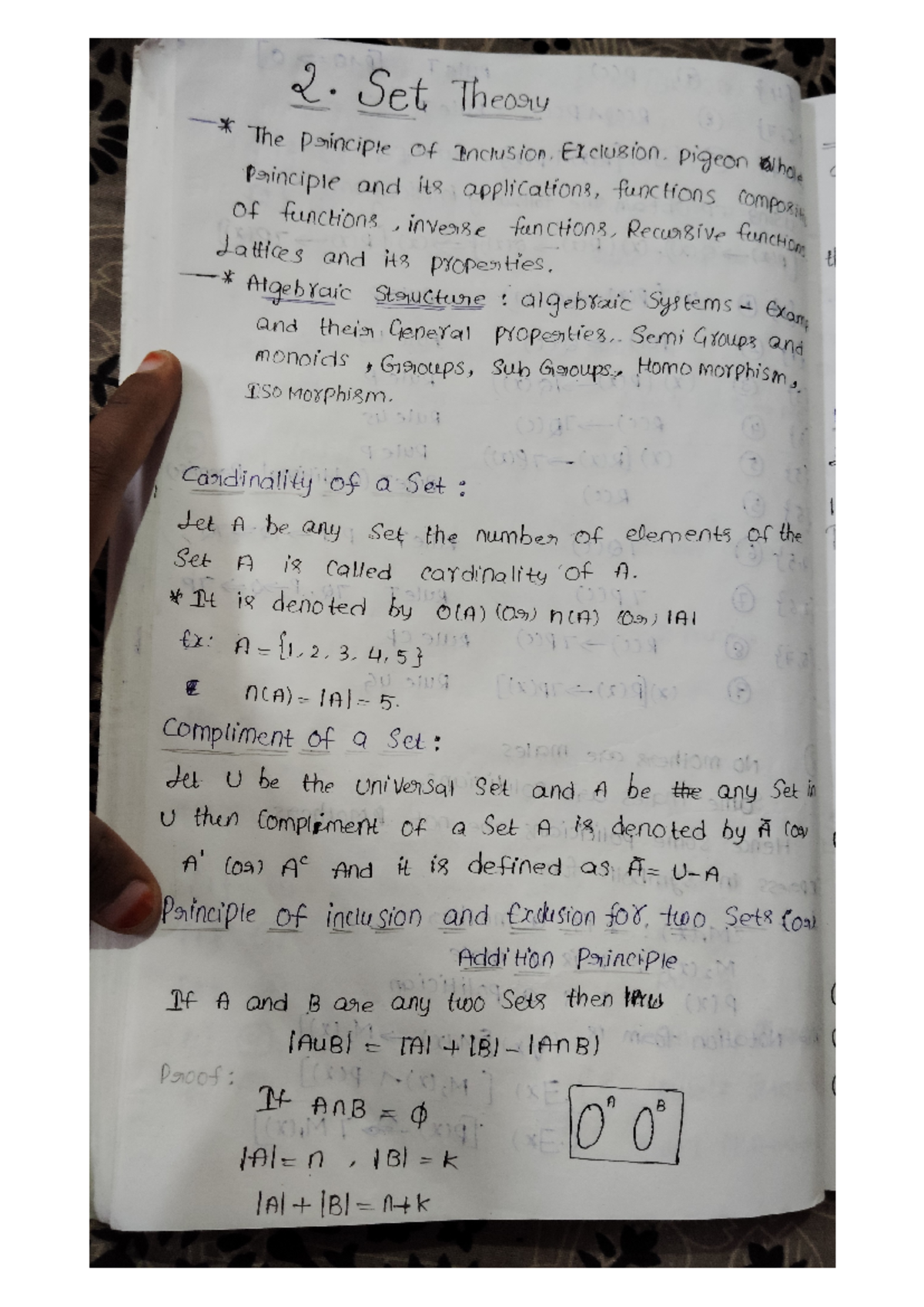 Maths-2 - Discrete mathematics assignment - 2. Set Theory The principle of Inclusion. Exclusion ...