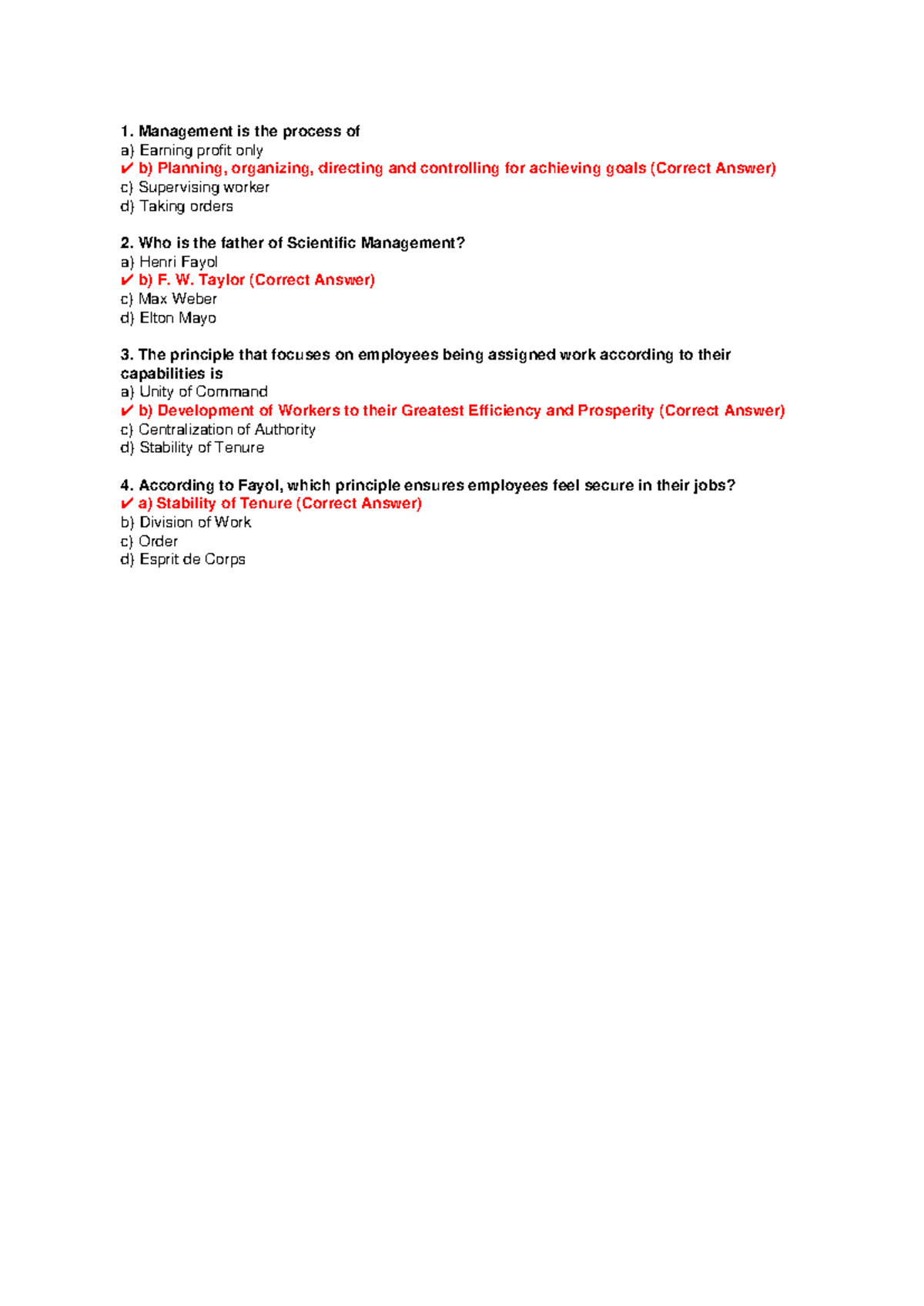 MCQ Questions & Answers for Management (Course Code: MGMT101) - Studocu