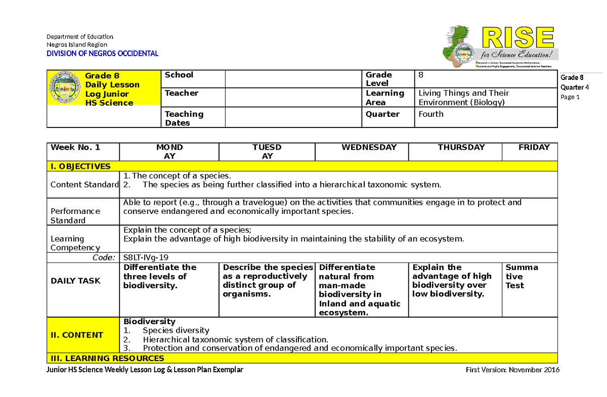 Grade 8, Quarter 4-converted-DLL (4TH Quarter) - Grade 8 Daily Lesson ...