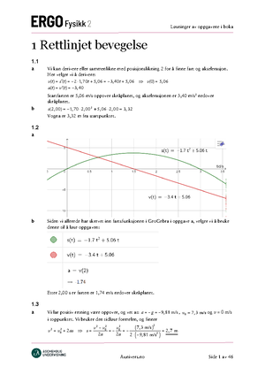 Formelark Fysikk 1: Fart, Akselerasjon og Bevegelseslikninger - Studocu