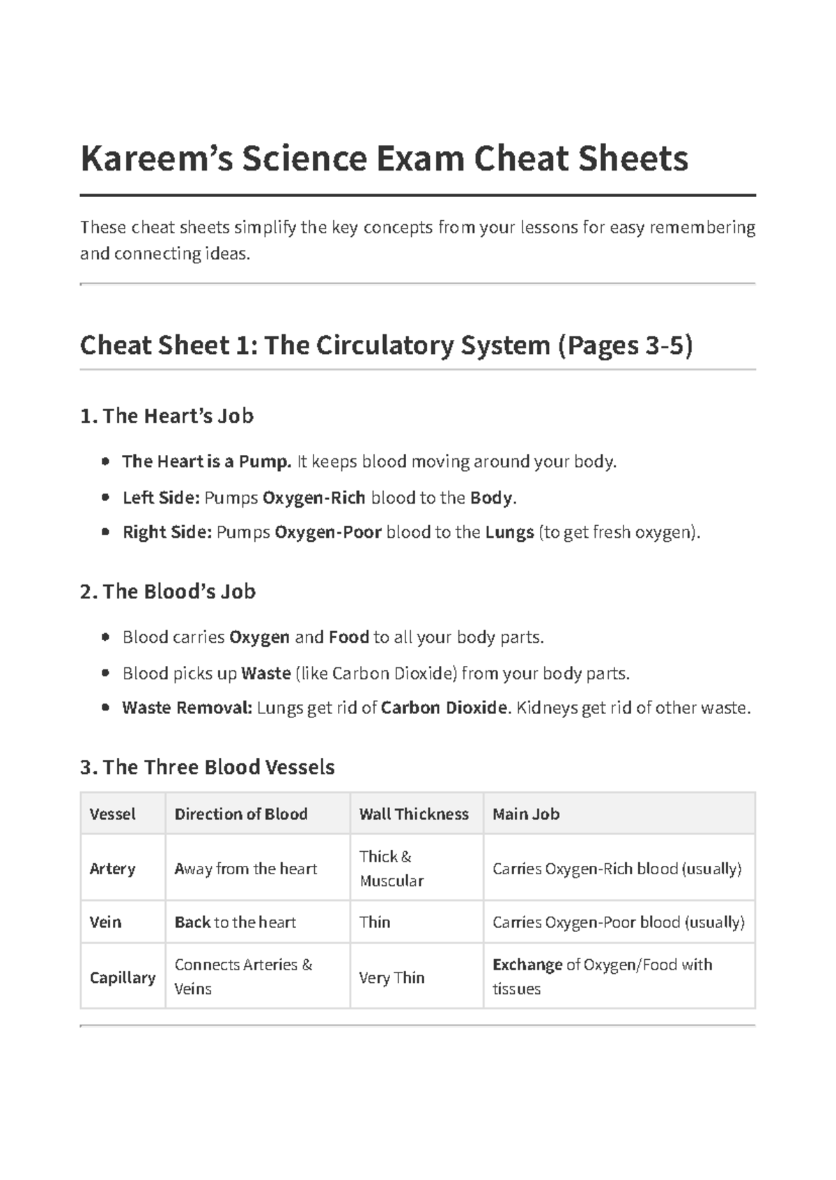 Science Exam Cheat Sheets: Key Concepts Simplified - Studocu