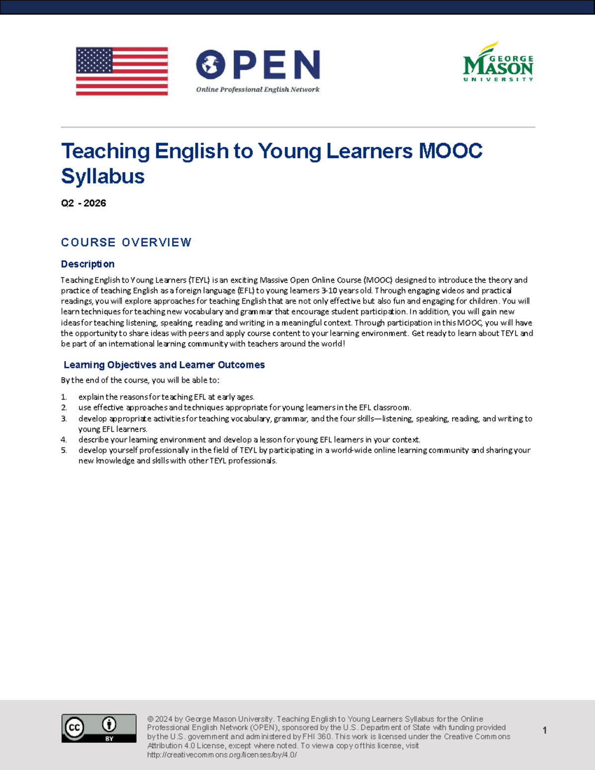 TEYL MOOC Syllabus Overview for Young Learners 2026 - Studocu