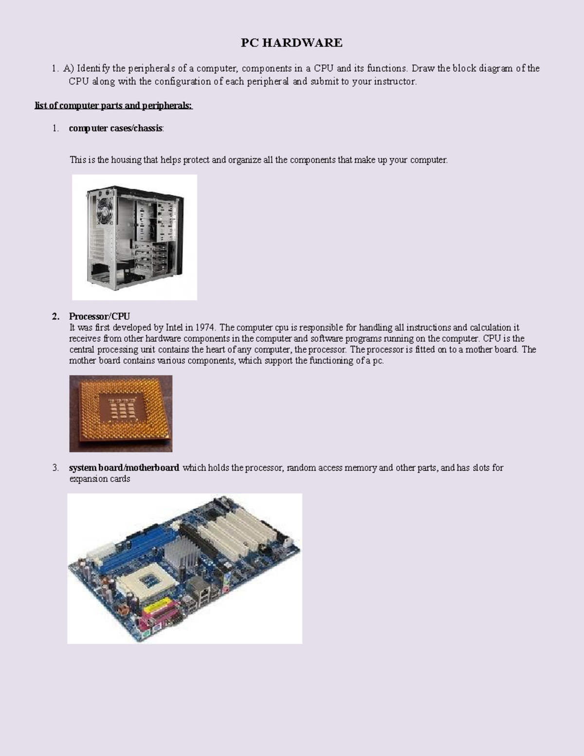 KMIT IT-1 - ITWS: Comprehensive Guide to PC Hardware Assembly & Components - Studocu