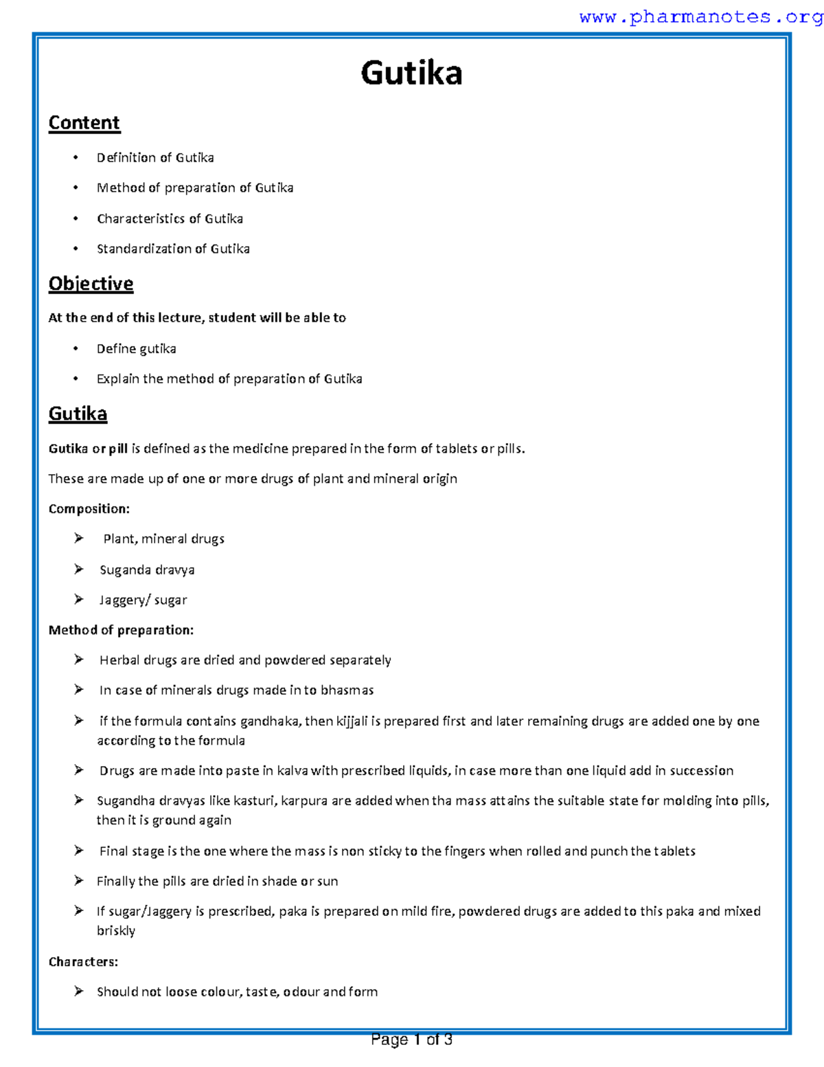Lecture on Gutika: Definition, Preparation, Characteristics & Standards ...