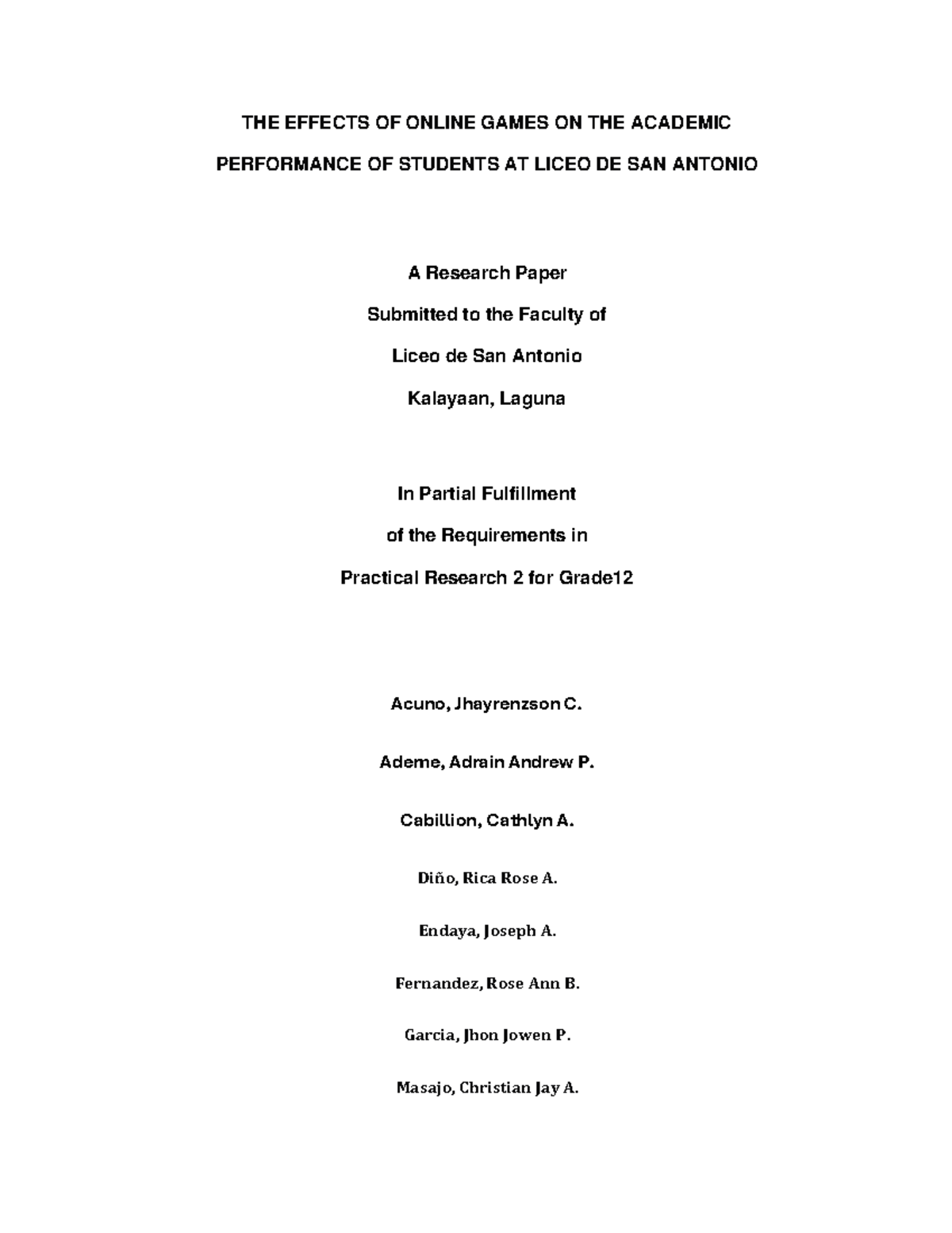 The Effect of Online Game On their Studies - Copy - THE EFFECTS OF ...