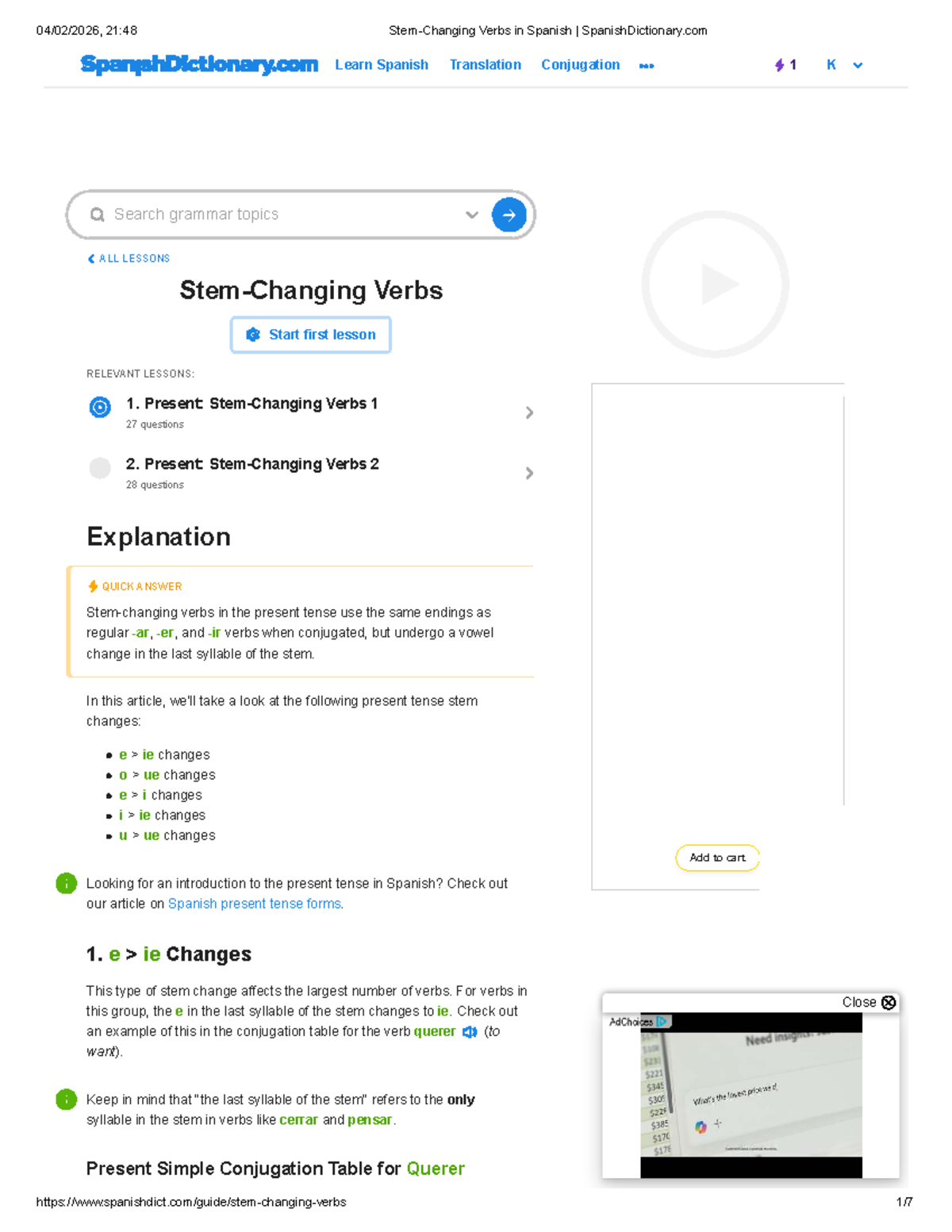 21:48 Spanish Stem-Changing Verbs in Present Tense Overview - Studocu