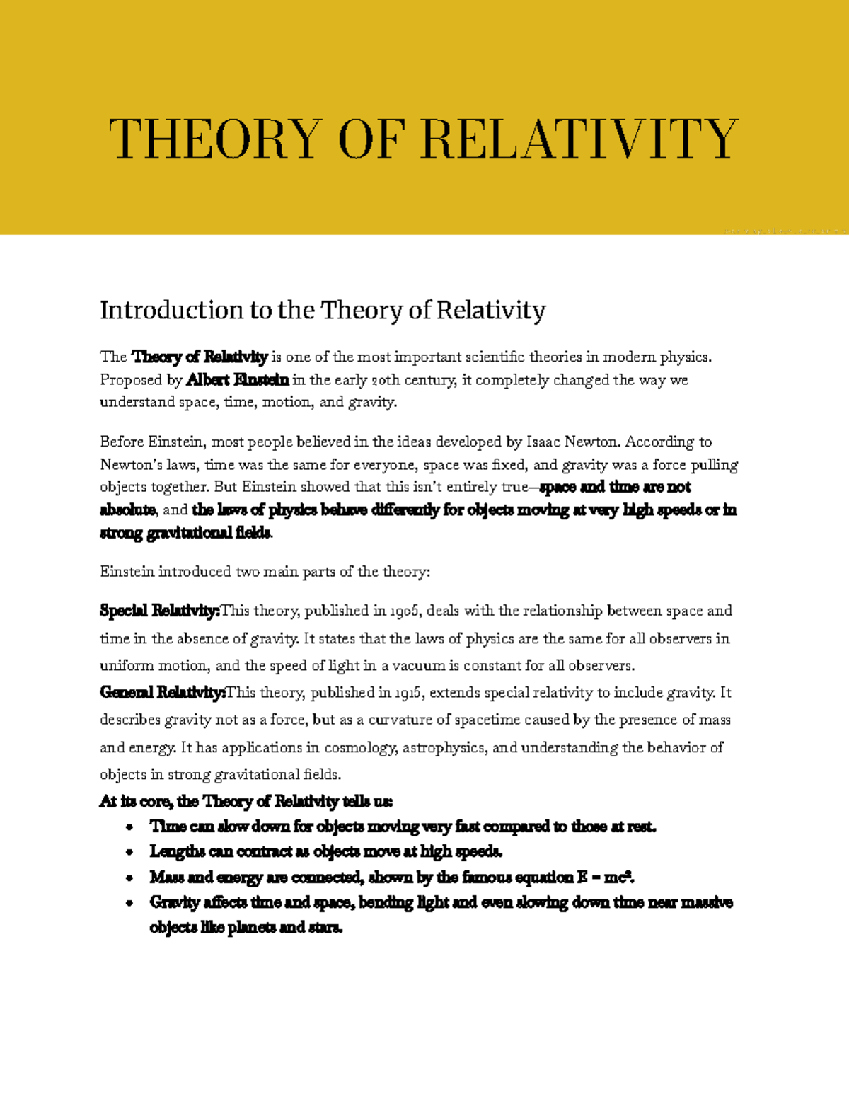 PHYS 101: Theory of Relativity - Special Relativity Overview - Studocu