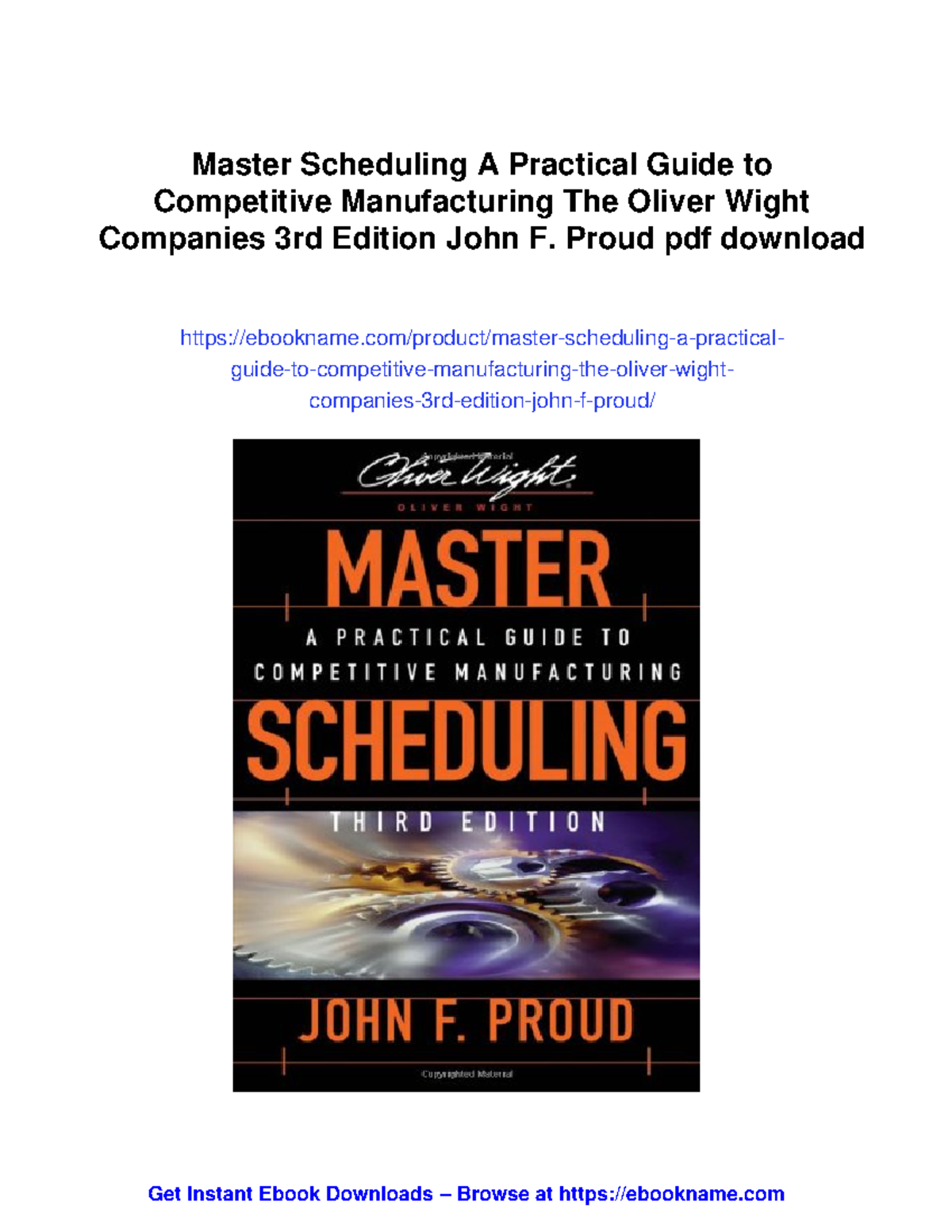 Master scheduling: A practical guide to competitive manufacturing - Studocu