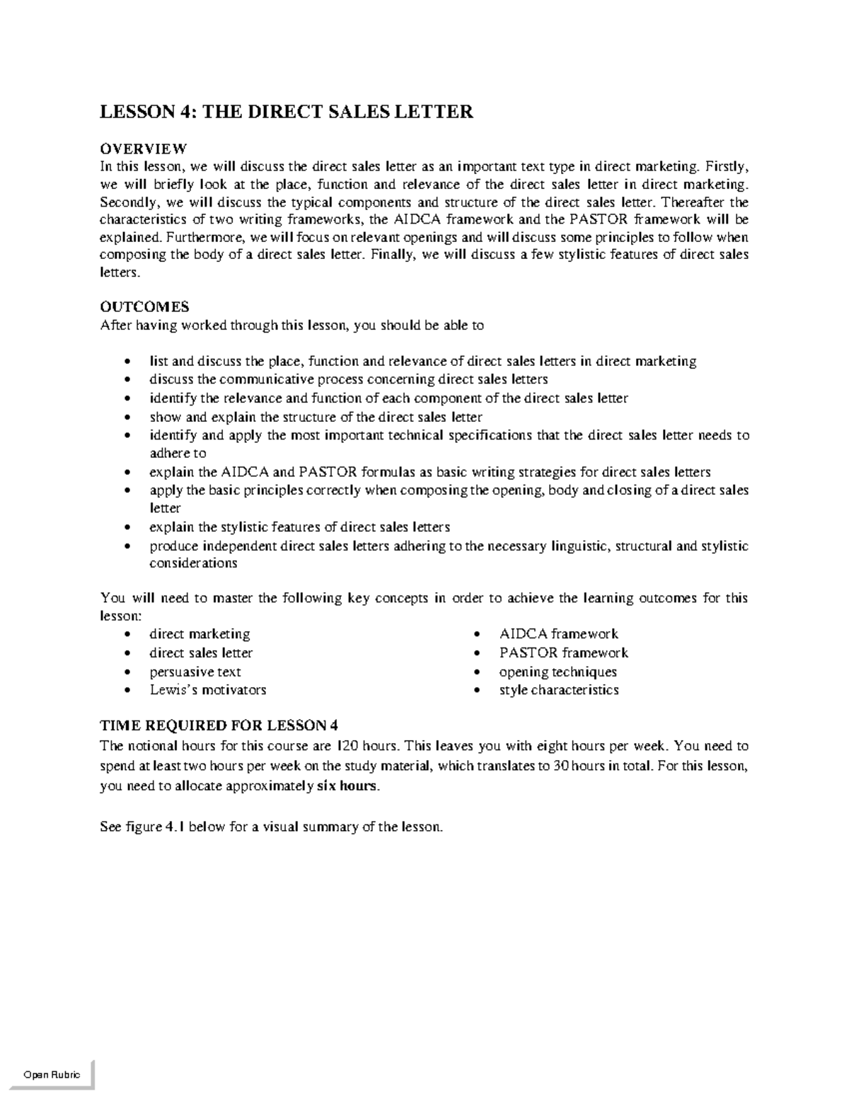 LESSON 4: OVERVIEW OF DIRECT SALES LETTERS & WRITING FRAMEWORKS - Studocu