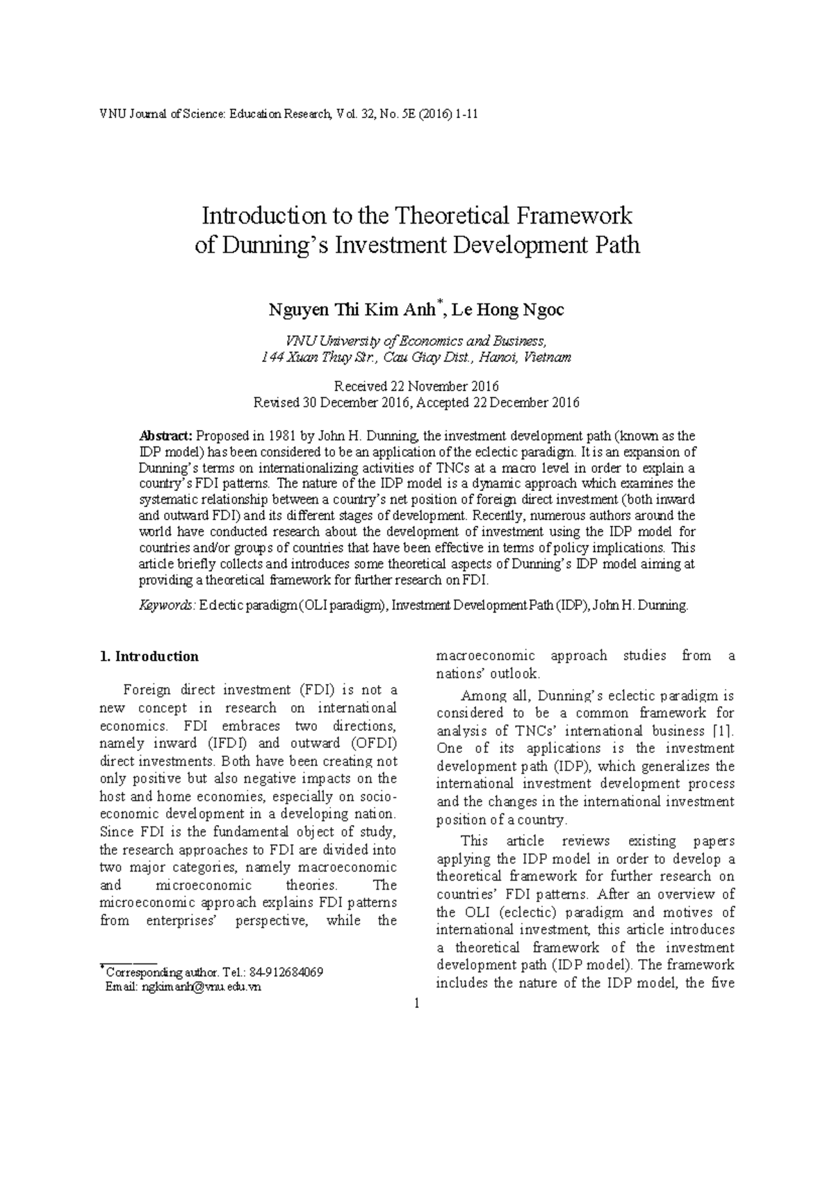 Investment Development Path: Theoretical Framework and Applications ...