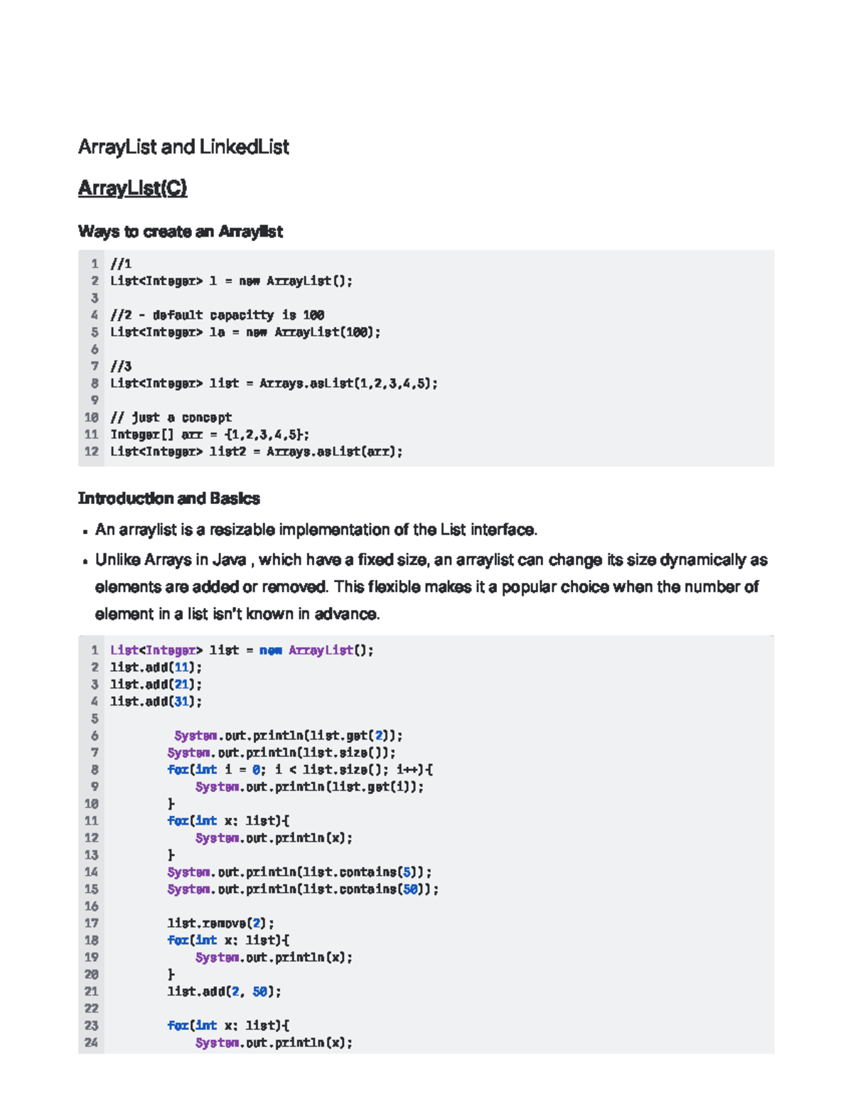 18.1 Collection - ArrayList vs LinkedList Overview and Comparison - Studocu