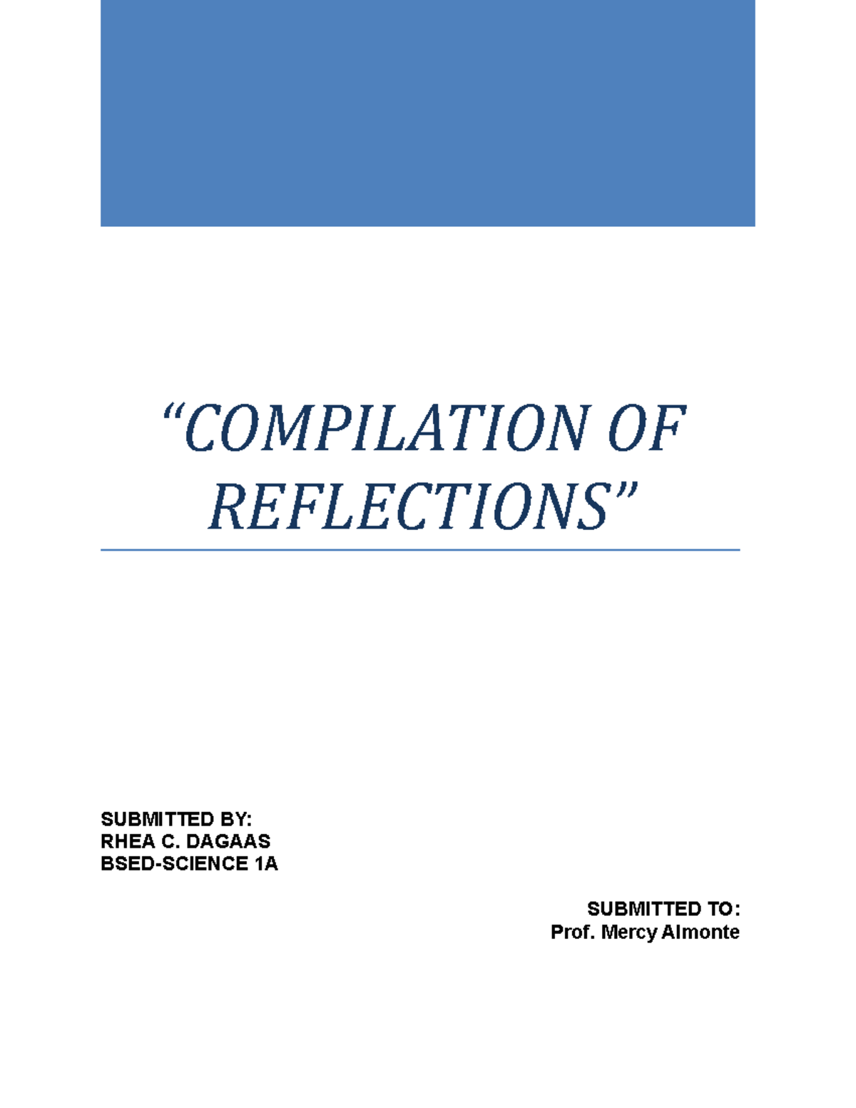 My reflection to the first factor Rhea D - ** “COMPILATION OF ...