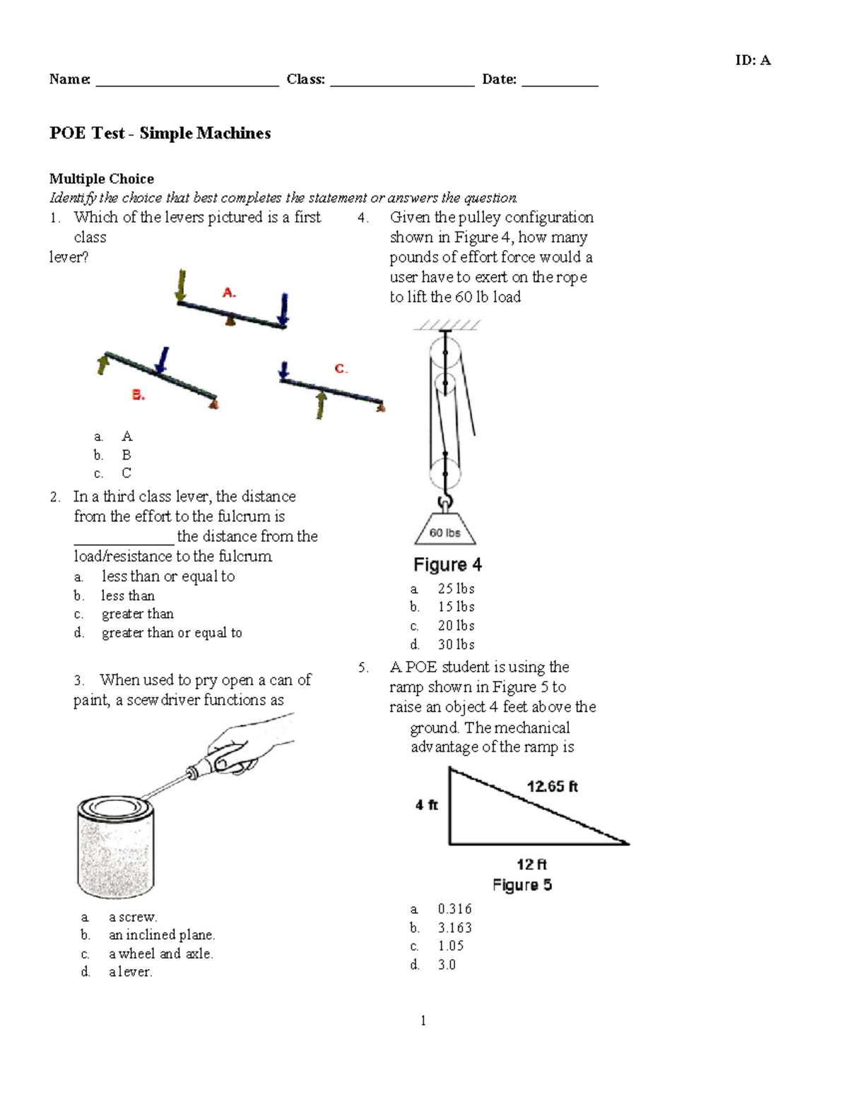 Simple Machines POE Quiz 23: Multiple Choice Questions - Studocu