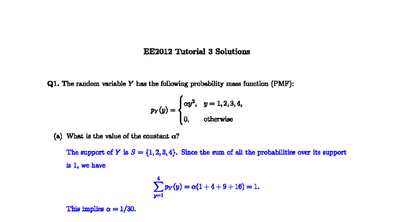 EE2012 Tutorial 3 Solutions with Questions and Answers - Studocu