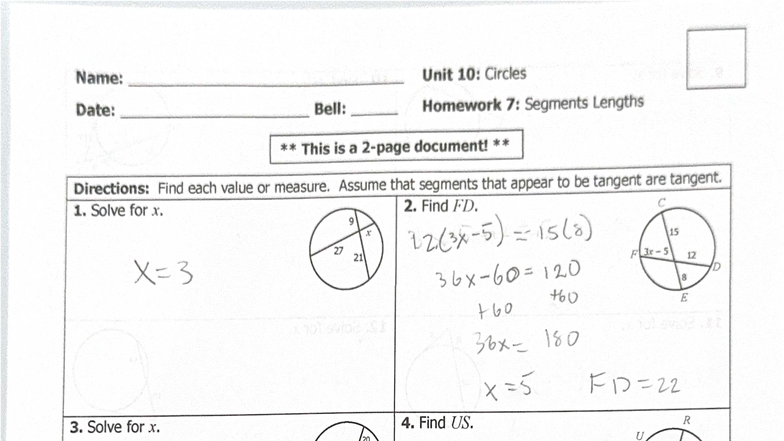 Unit 10: Circles - Geometry Homework 7: Segment Lengths - Studocu
