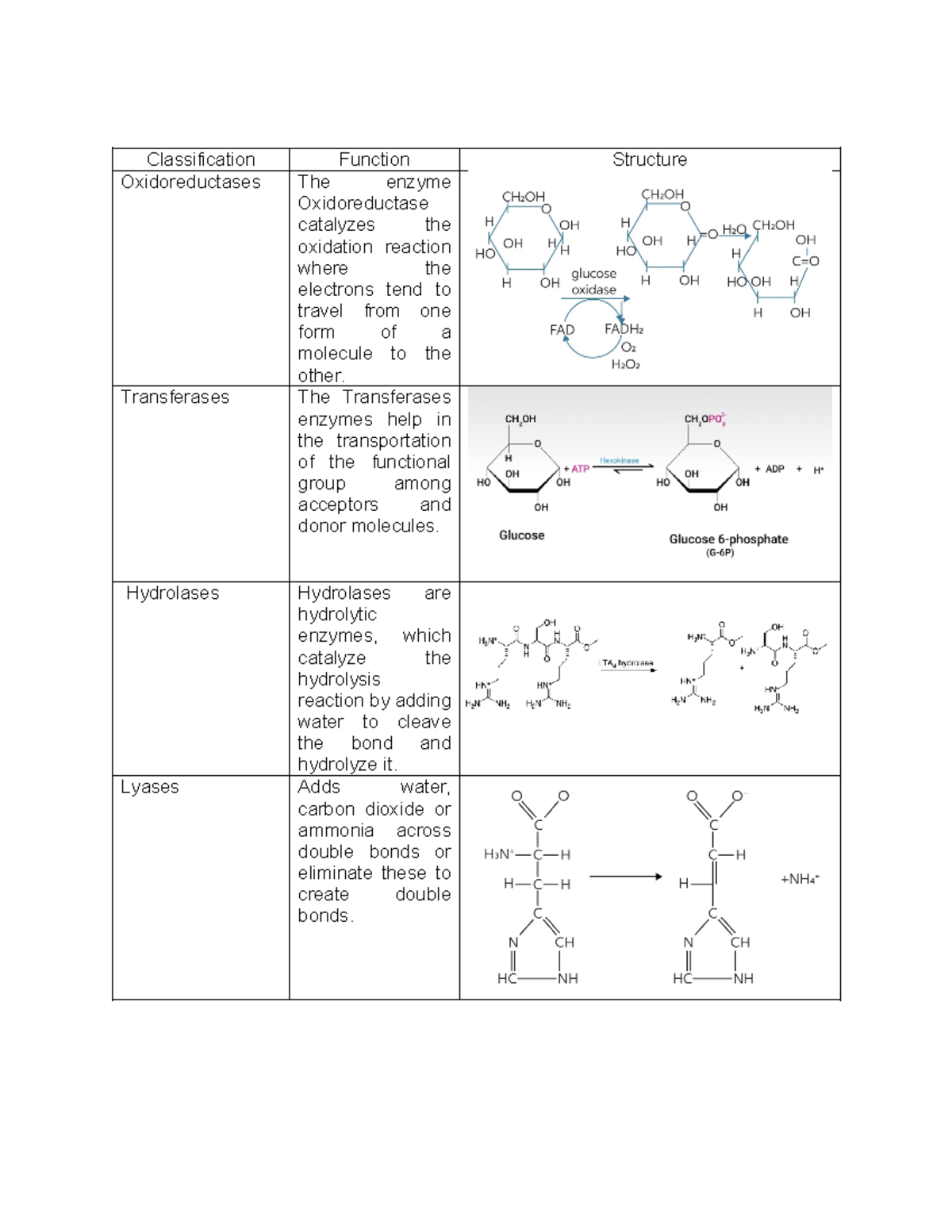 Classifications-OF- Enzymes - Classification Function Structure ...