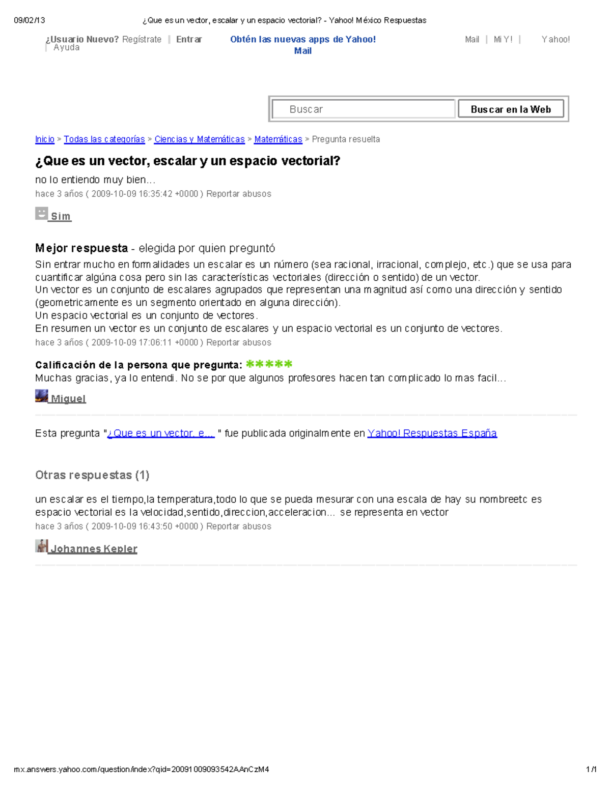 ¿Que es un vector, escalar y un espacio vectorial - Yahoo México Respuestas - - Studocu