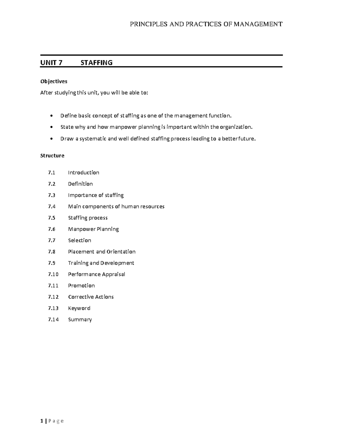 Chapter 7 - analysis and modelling - UNIT 7 STAFFING Objectives After ...