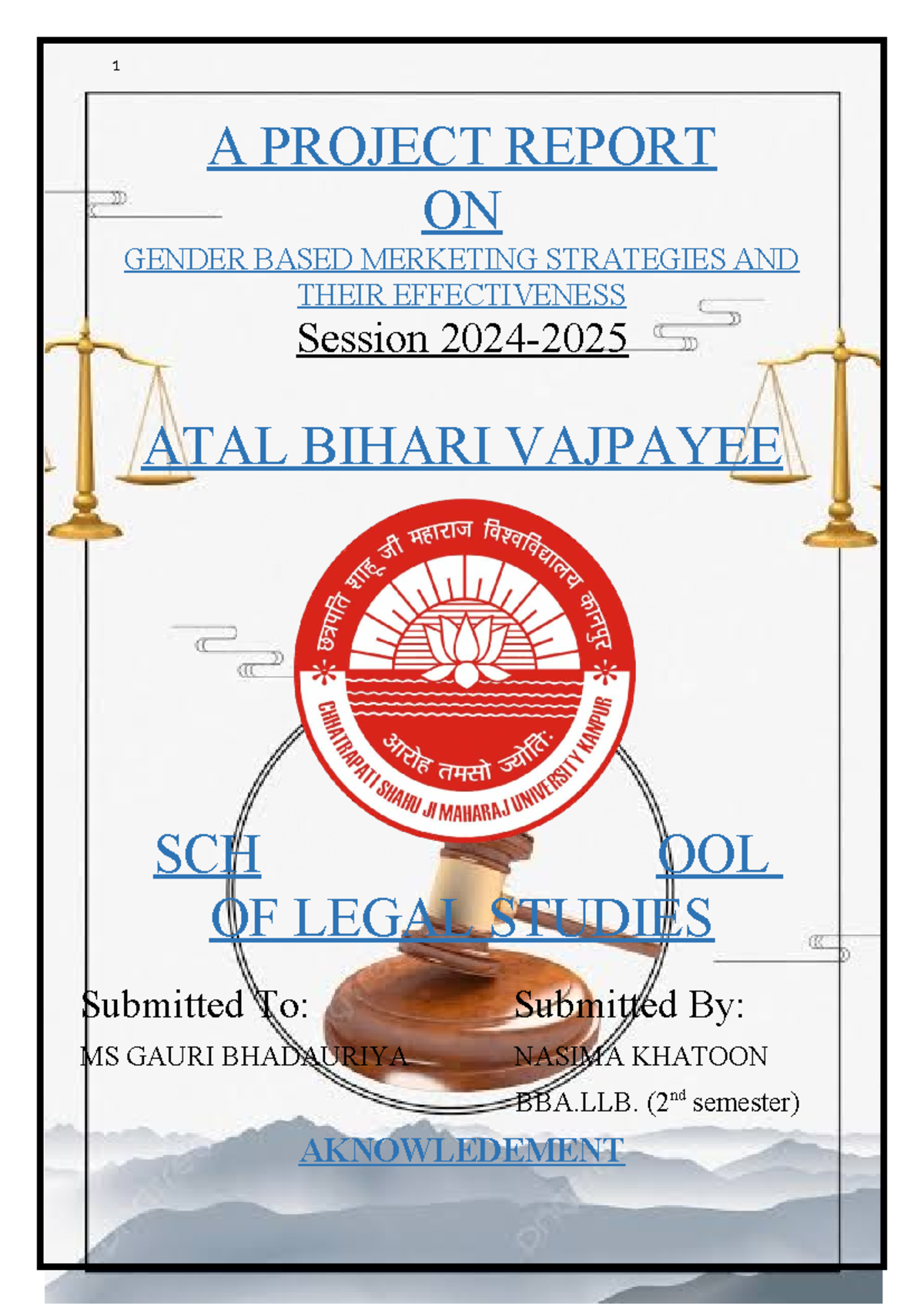 BBA.LLB. (2nd Sem) Project Report on Gender-Based Marketing Strategies - Studocu