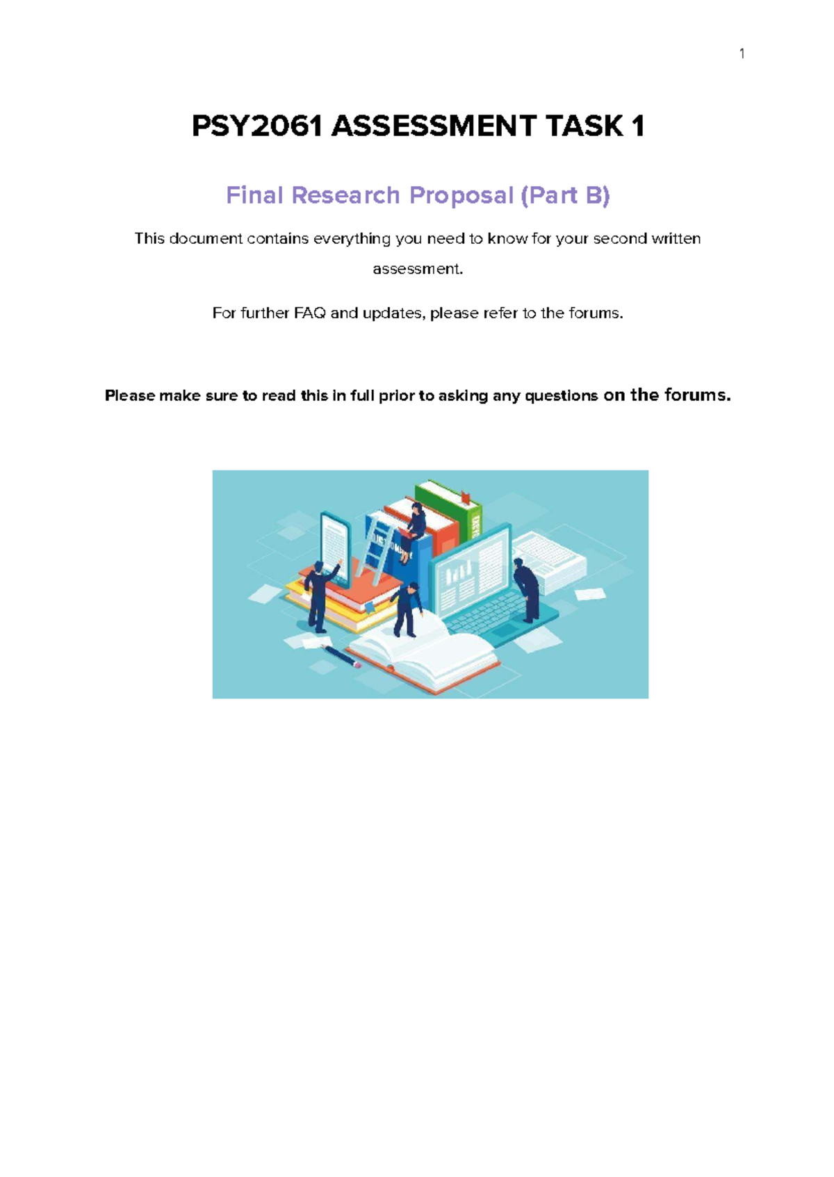 PSY2061 Assessment Guide: Final Research Proposal (Part B) - Studocu