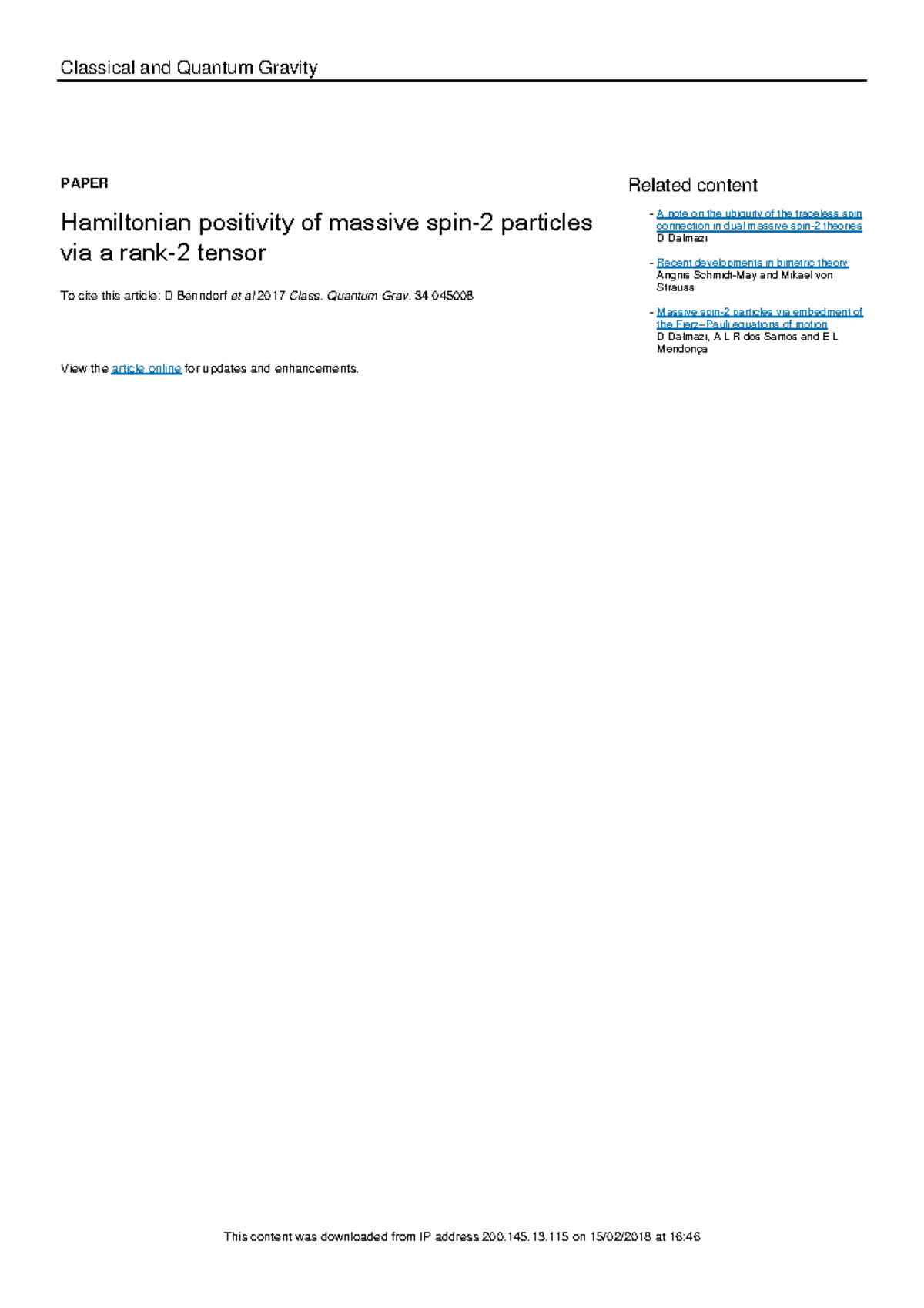Hamiltonian Positivity of Massive Particles in Classical and Quantum ...