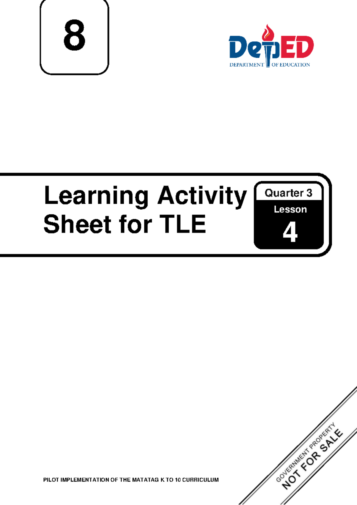 Q3 LAS TLE 8: MATATAG K to 10 Curriculum Lesson 4 Activities - Studocu