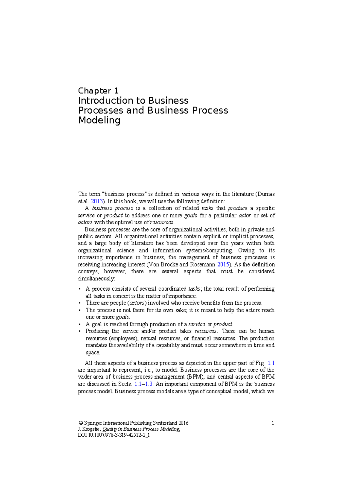 Chapter 1: Introduction to Business Processes & Modeling (BPM) - Studocu