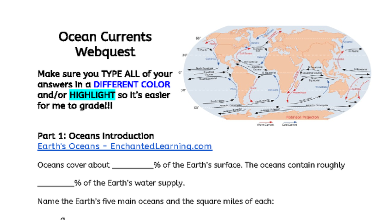 Ocean Currents Webquest: Understanding Ocean Dynamics - Studocu
