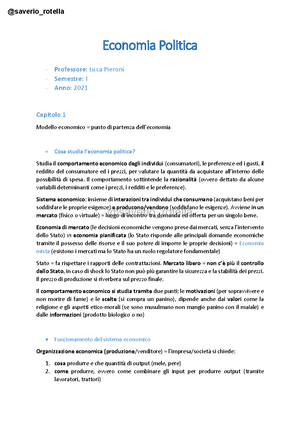 economia politica primi capitoli libro Samuelson - BASI DELL’ECONOMIA L’economia è lo studio del ...