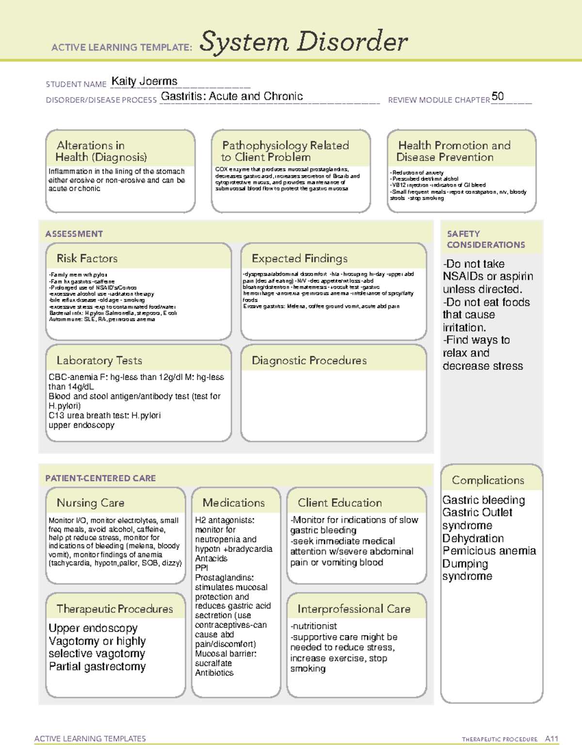 Gastritis - ACTIVE LEARNING TEMPLATES THERAPEUTIC PROCEDURE A System ...